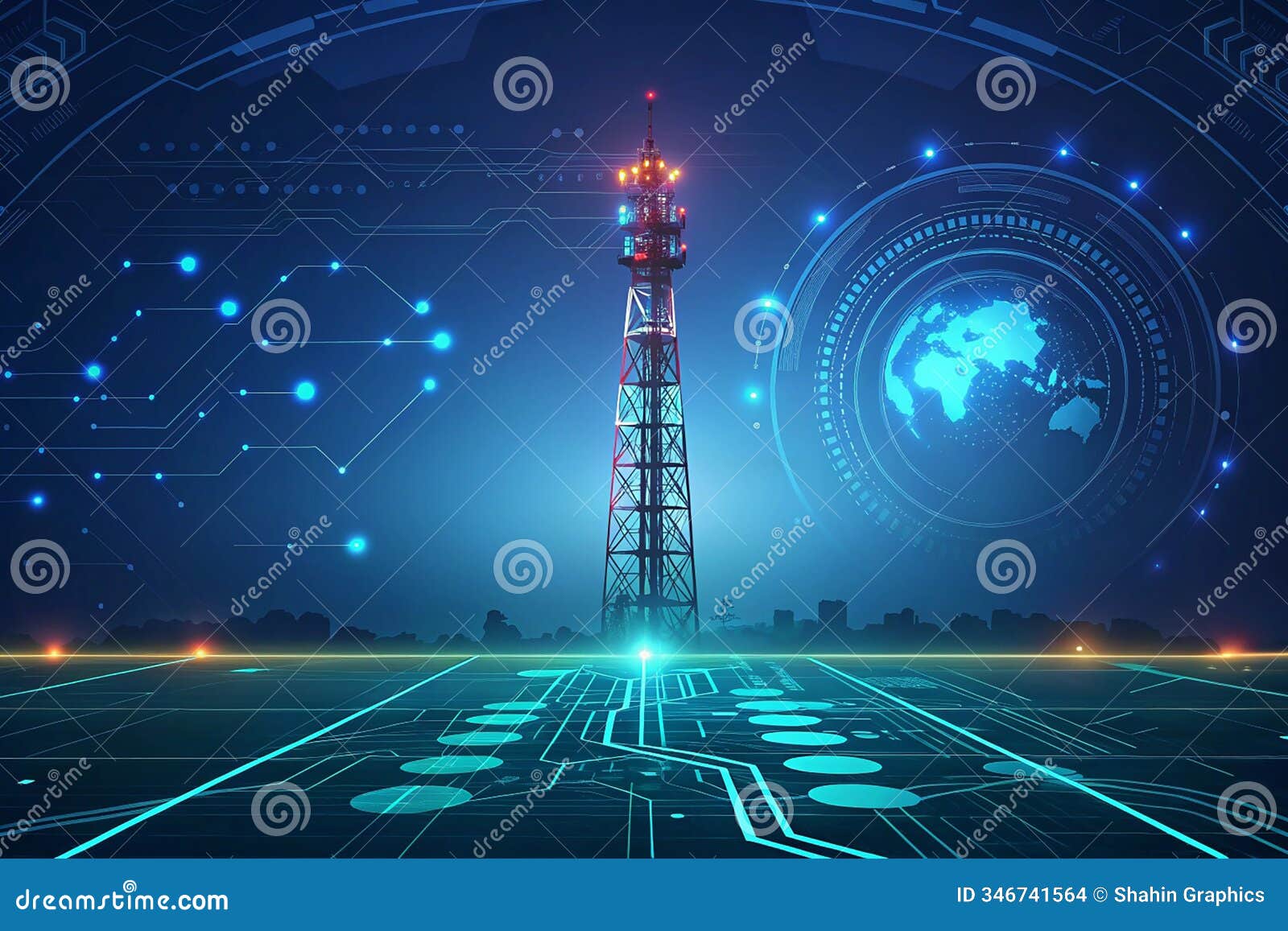 Vector Abstract Global Future Technology, Electric Telecom Background ...