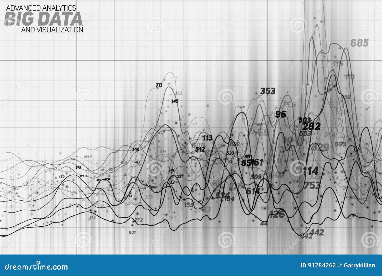 Vector Abstract Grayscale Financial Big Data Graph Visualization ...