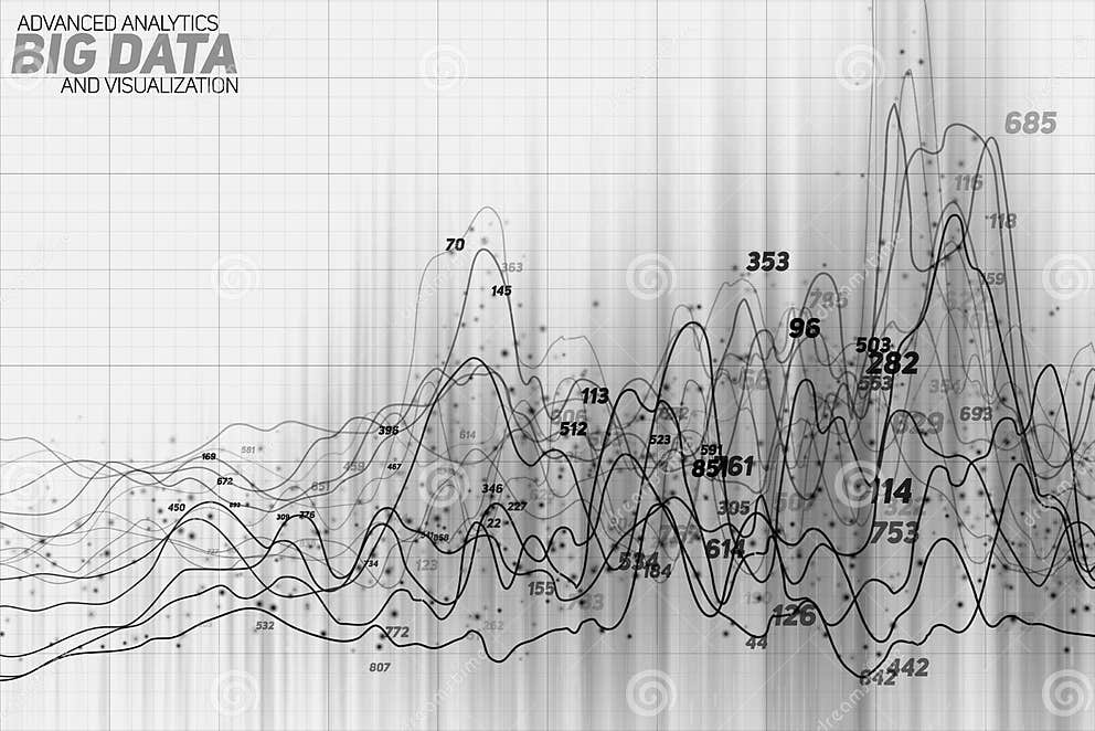 Vector Abstract Grayscale Financial Big Data Graph Visualization ...