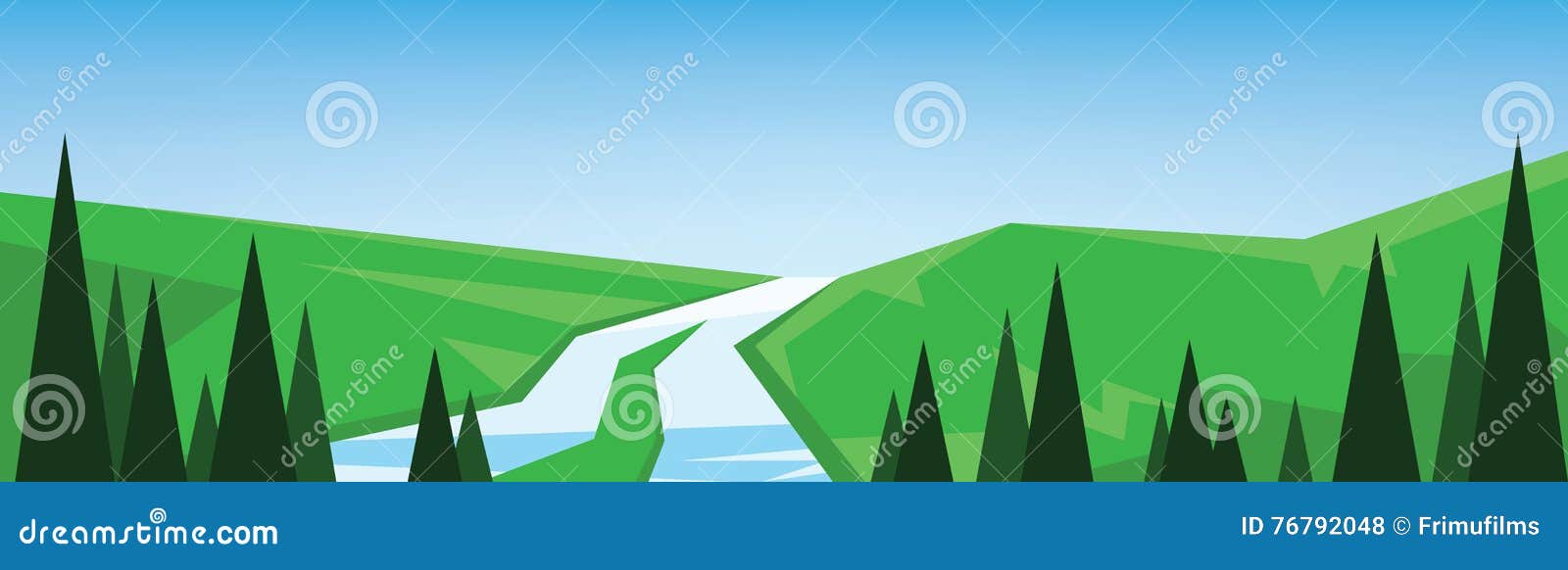 Vector Abstract Green Landscape with a River Stock Vector ...
