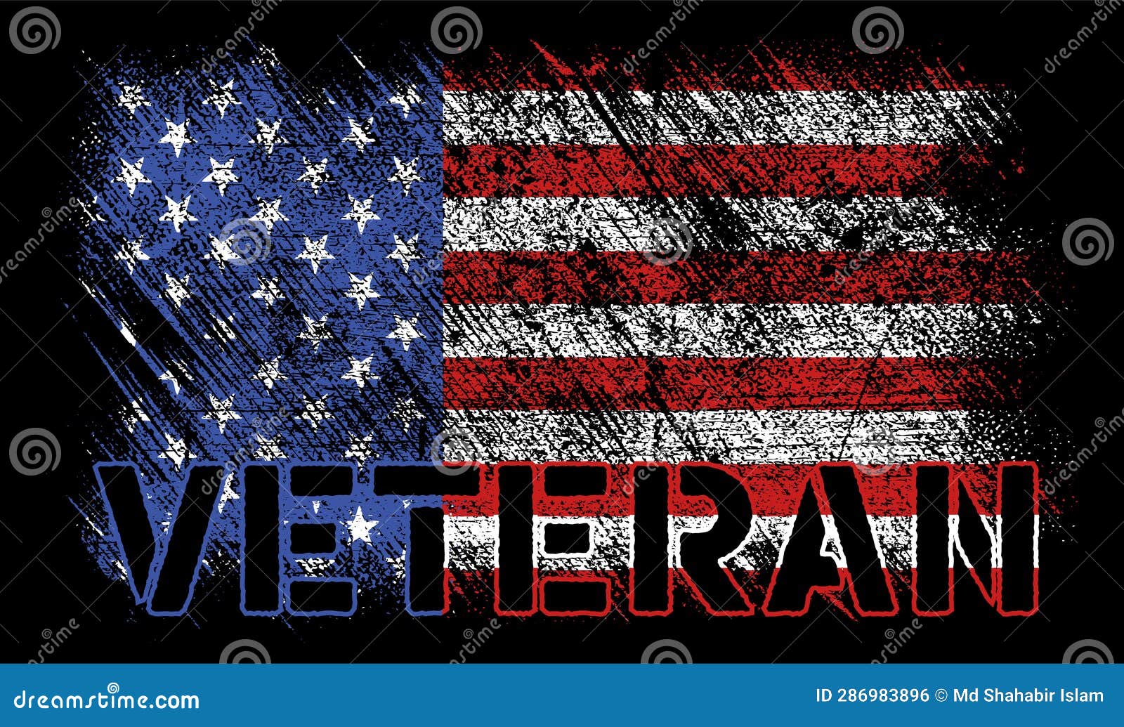 Vector Abstract Grunge Brushed USA Flag with Veteran Text Stock Vector ...
