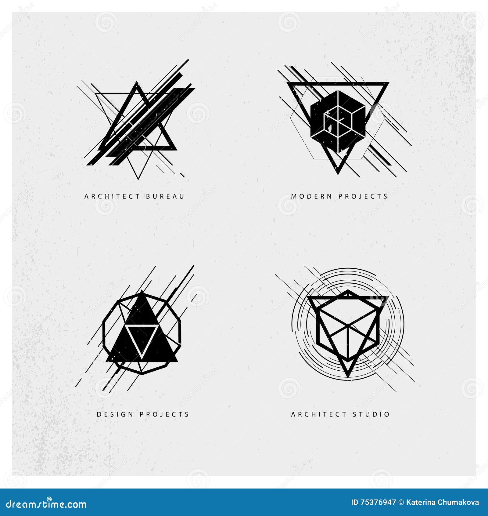 Vector Abstract Grunge Polygonal Logo Design Sample on Grey Background ...