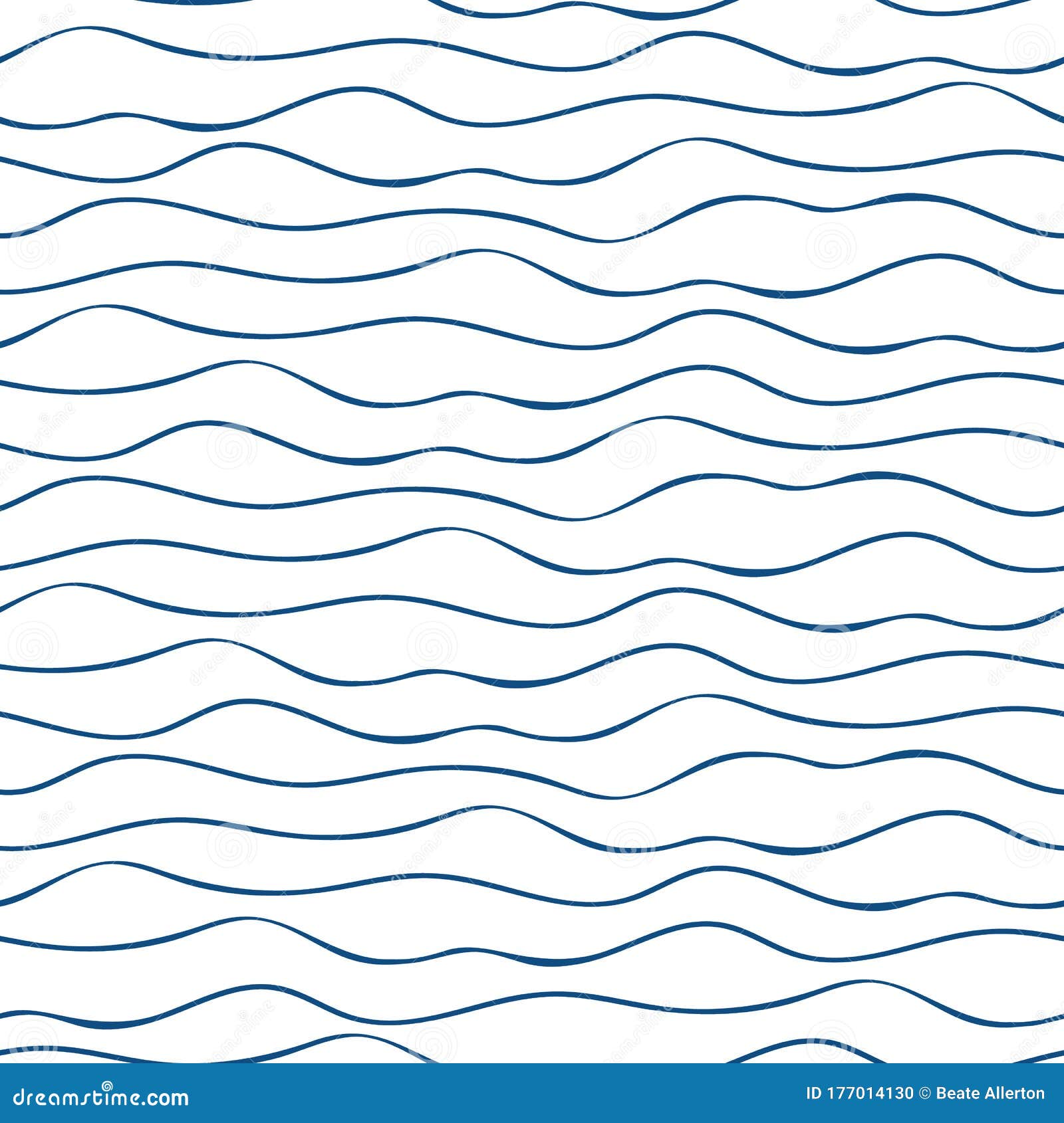 Doodle Ocean Wave Handdrawn Outline Sketch Beach Vector Drawing ...