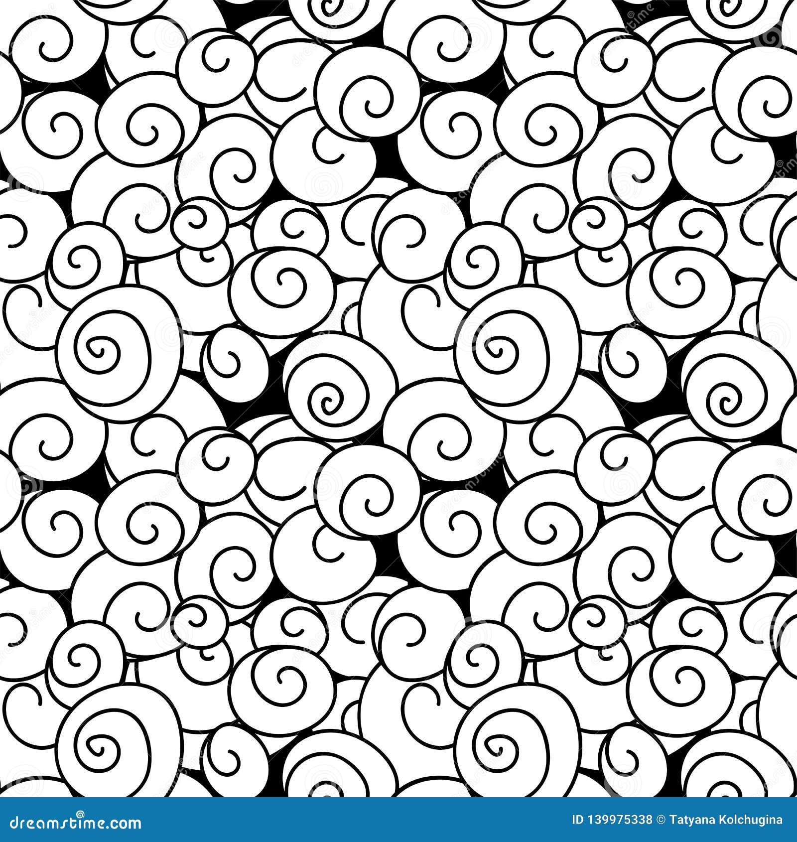 Vector Abstract Hand Drawn Seamless Pattern with Swirls Stock Vector ...