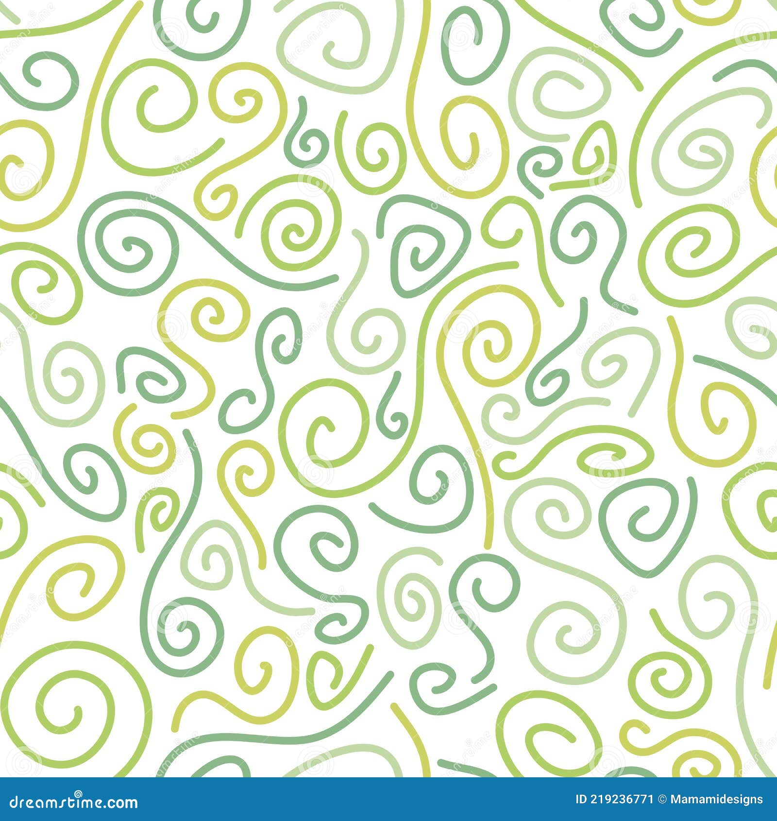 Vector Abstract Hand Drawn Seamless Patterns. Green Doodle Background ...