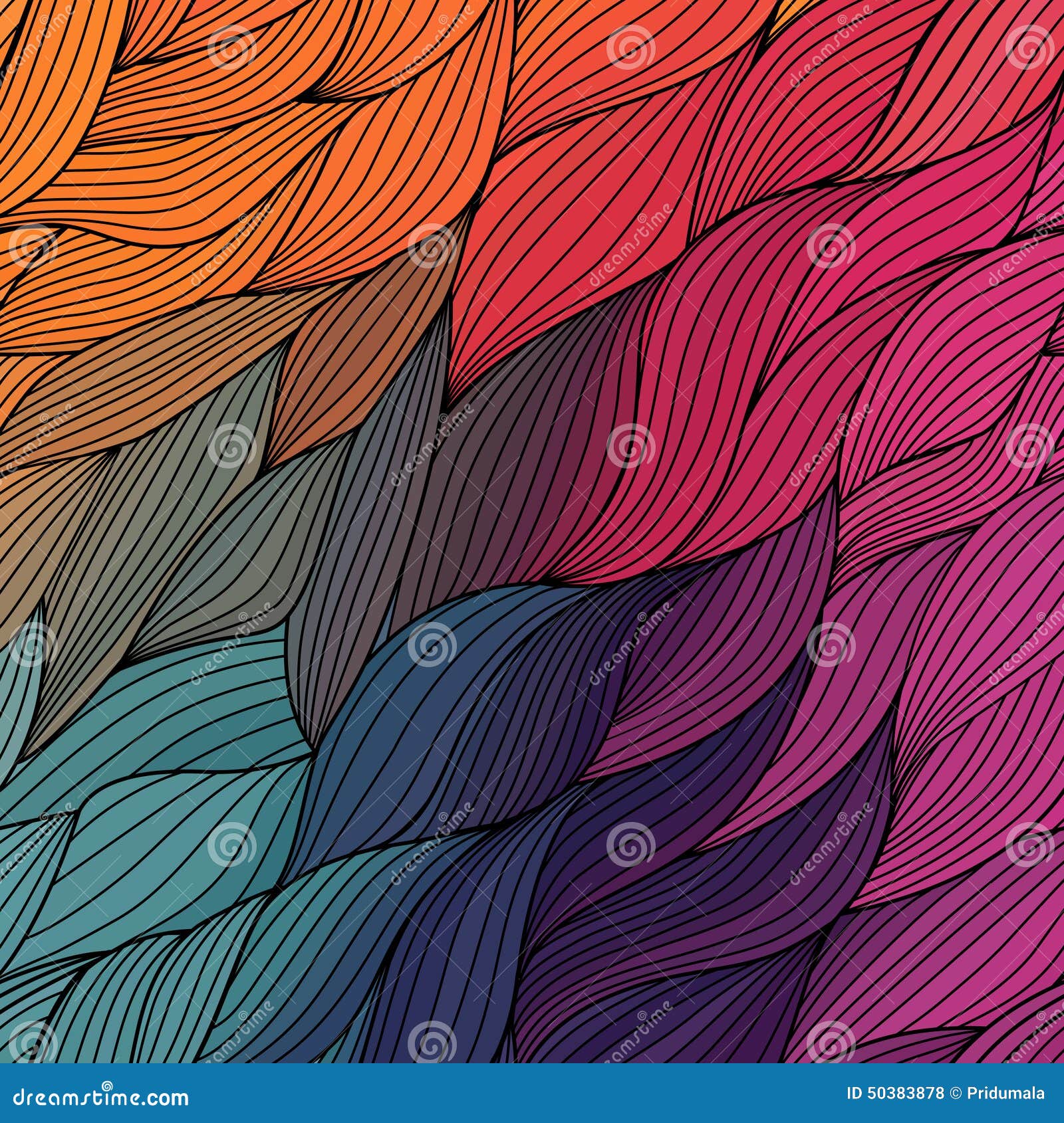 Vector Abstract Hand-drawn Waves Texture, Wavy Background. Color Stock ...