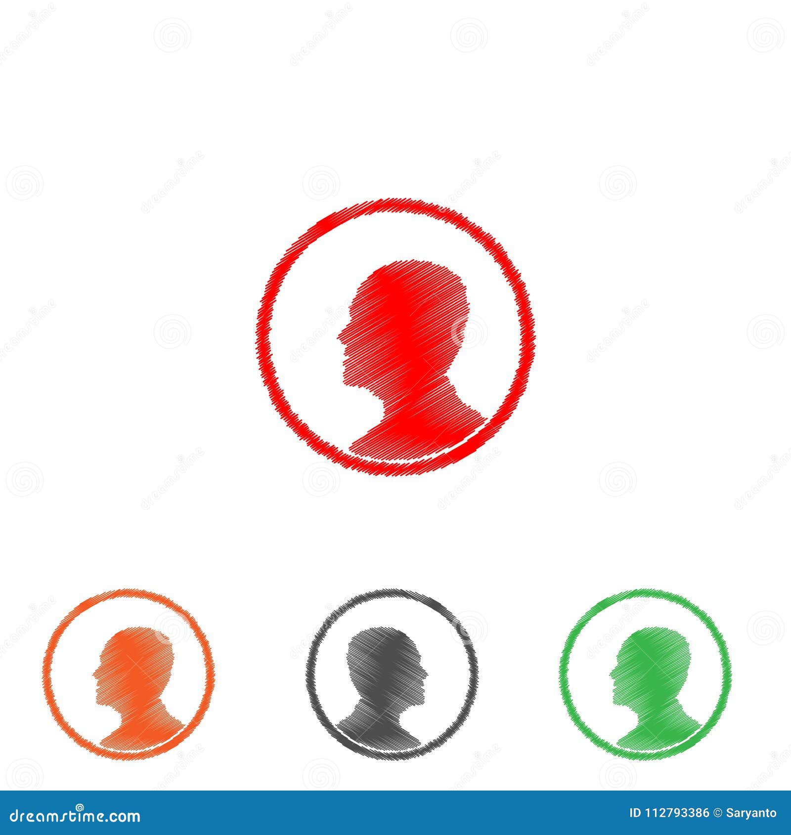Vector Abstract Hatched Man in Circle. Flat Design Stock Vector ...