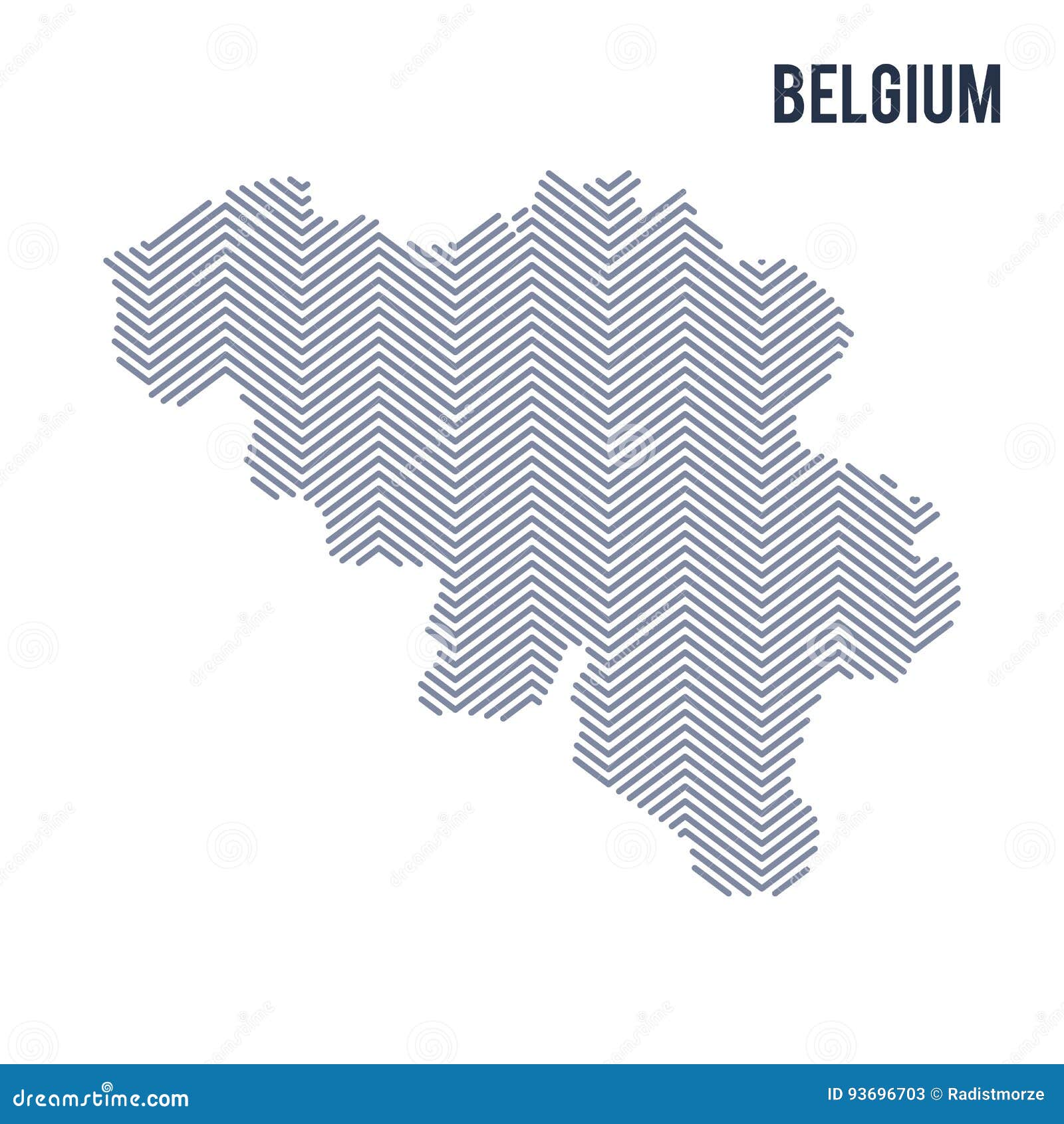 Vector Abstract Hatched Map of Belgium Isolated on a White Background ...