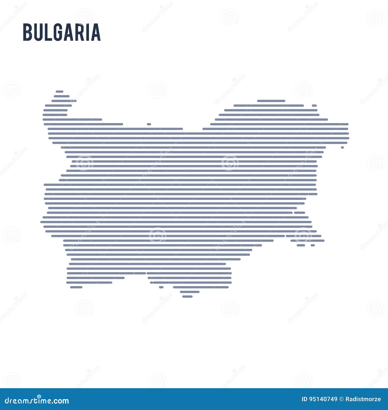 Vector Abstract Hatched Map of Bulgaria with Lines Isolated on a White ...