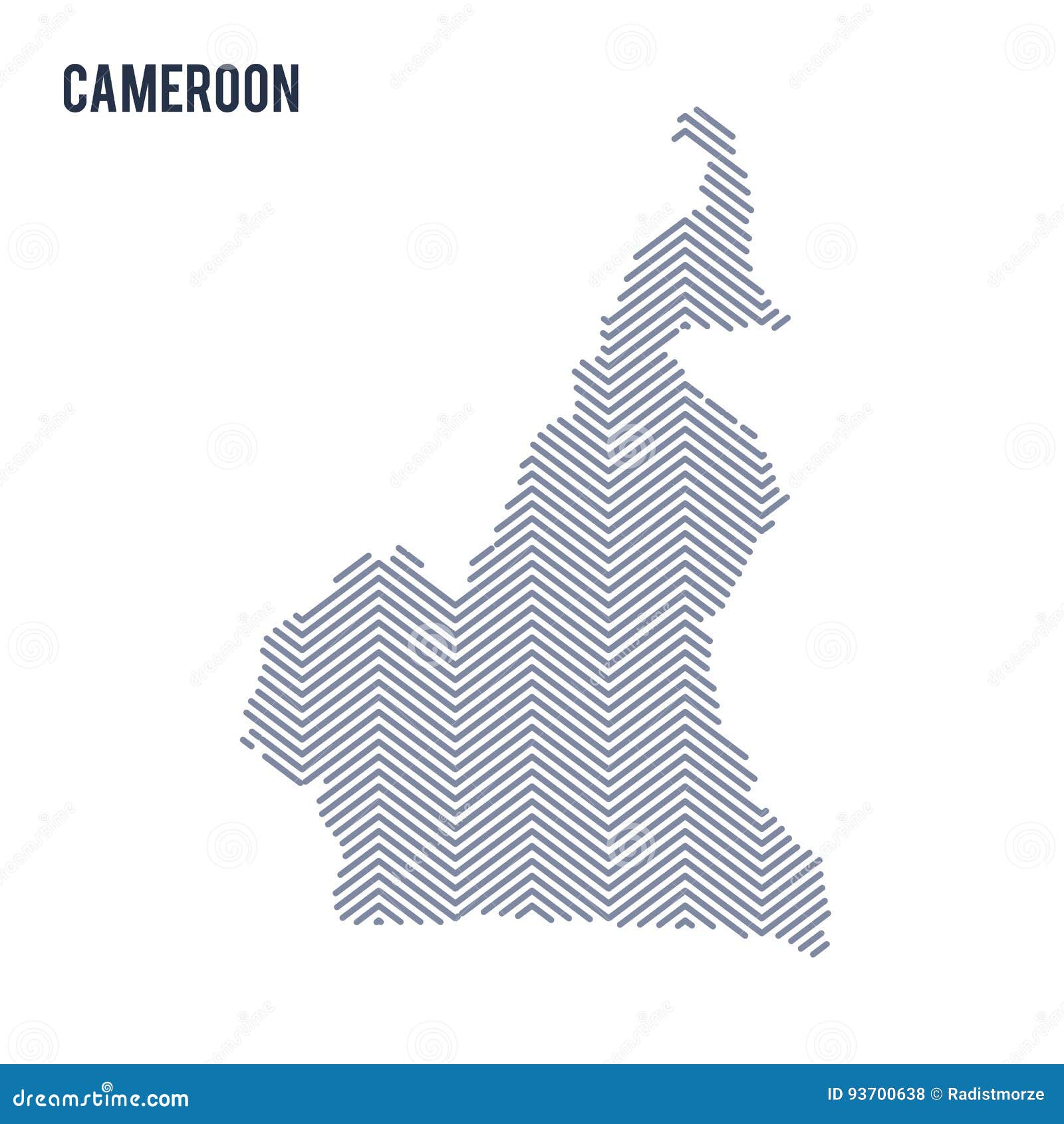 Vector Abstract Hatched Map of Cameroon Isolated on a White Background ...