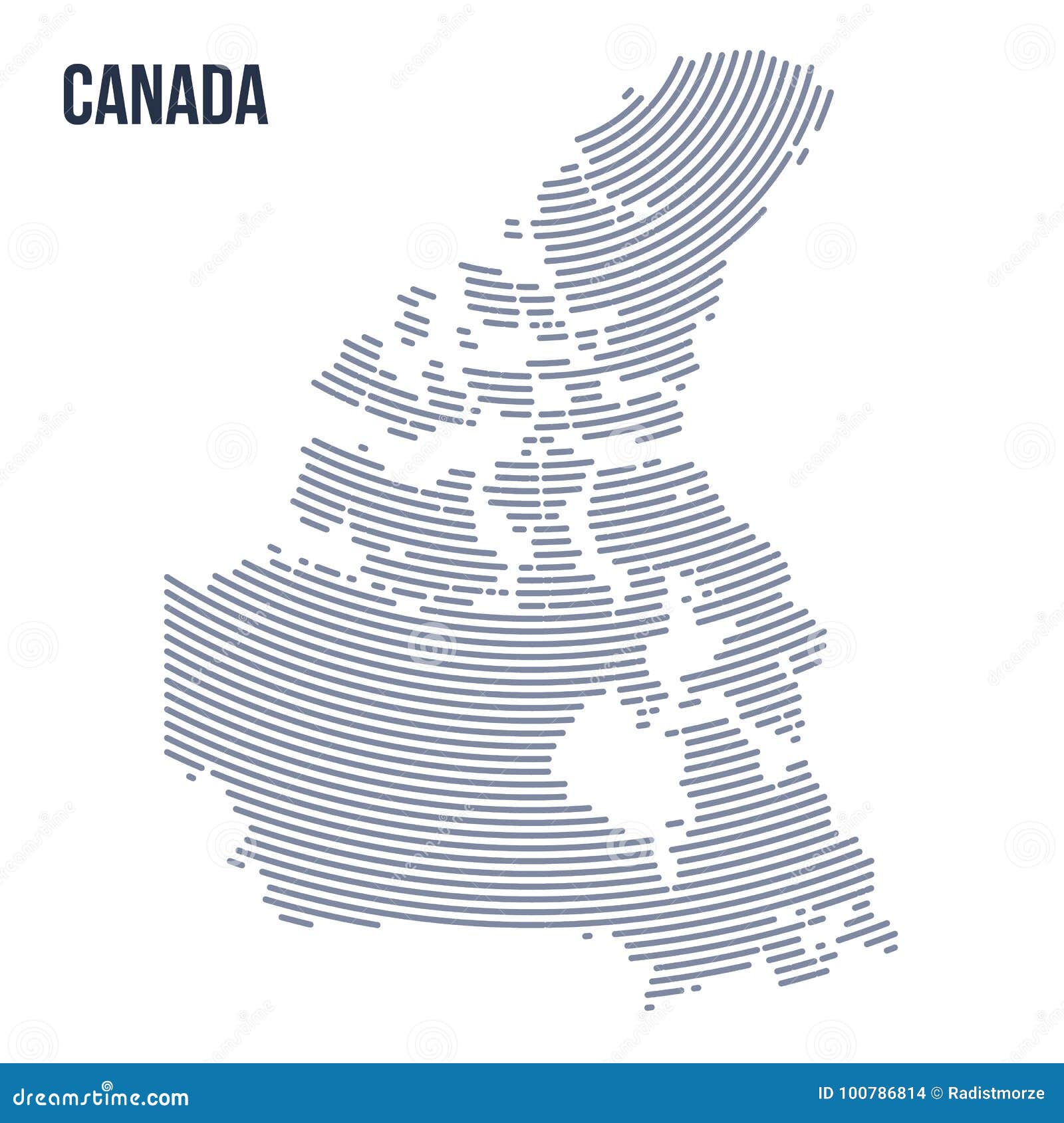 Vector Abstract Hatched Map of Canada with Curve Lines Isolated on a ...