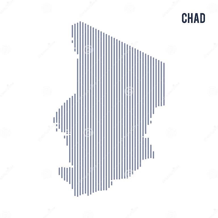 Vector Abstract Hatched Map of Chad with Vertical Lines Isolated on a ...