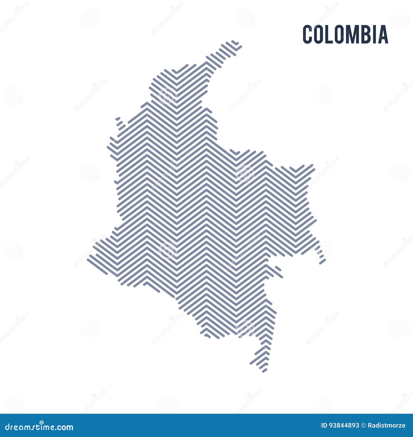 Vector Abstract Hatched Map of Colombia Isolated on a White Background ...
