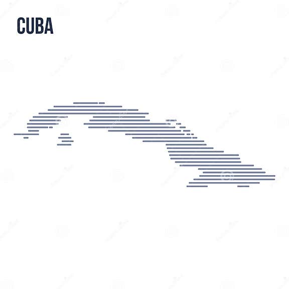 Vector Abstract Hatched Map of Cuba with Horizontal Lines Isolated on a ...