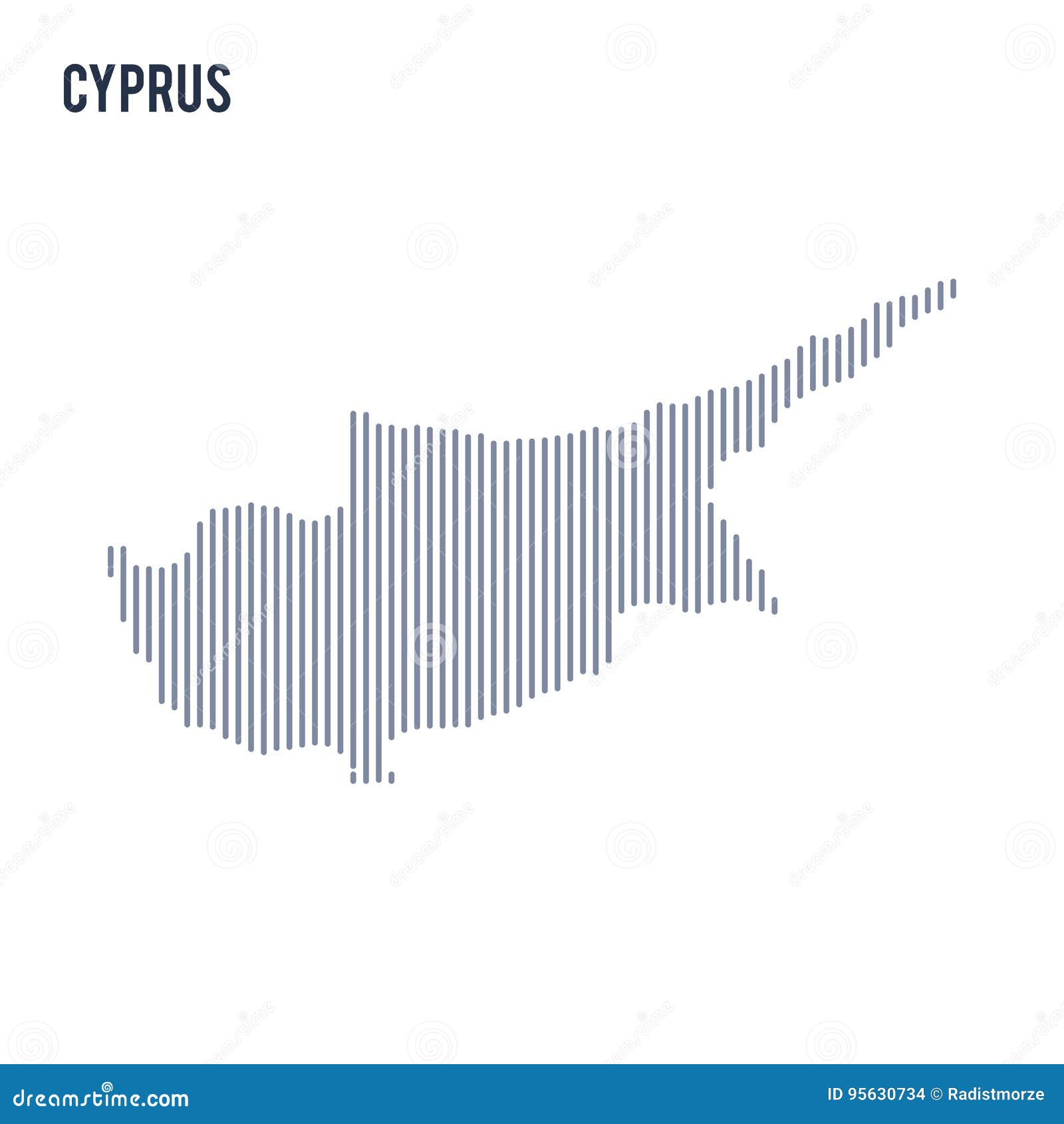 Vector Abstract Hatched Map of Cyprus with Vertical Lines Isolated on a ...