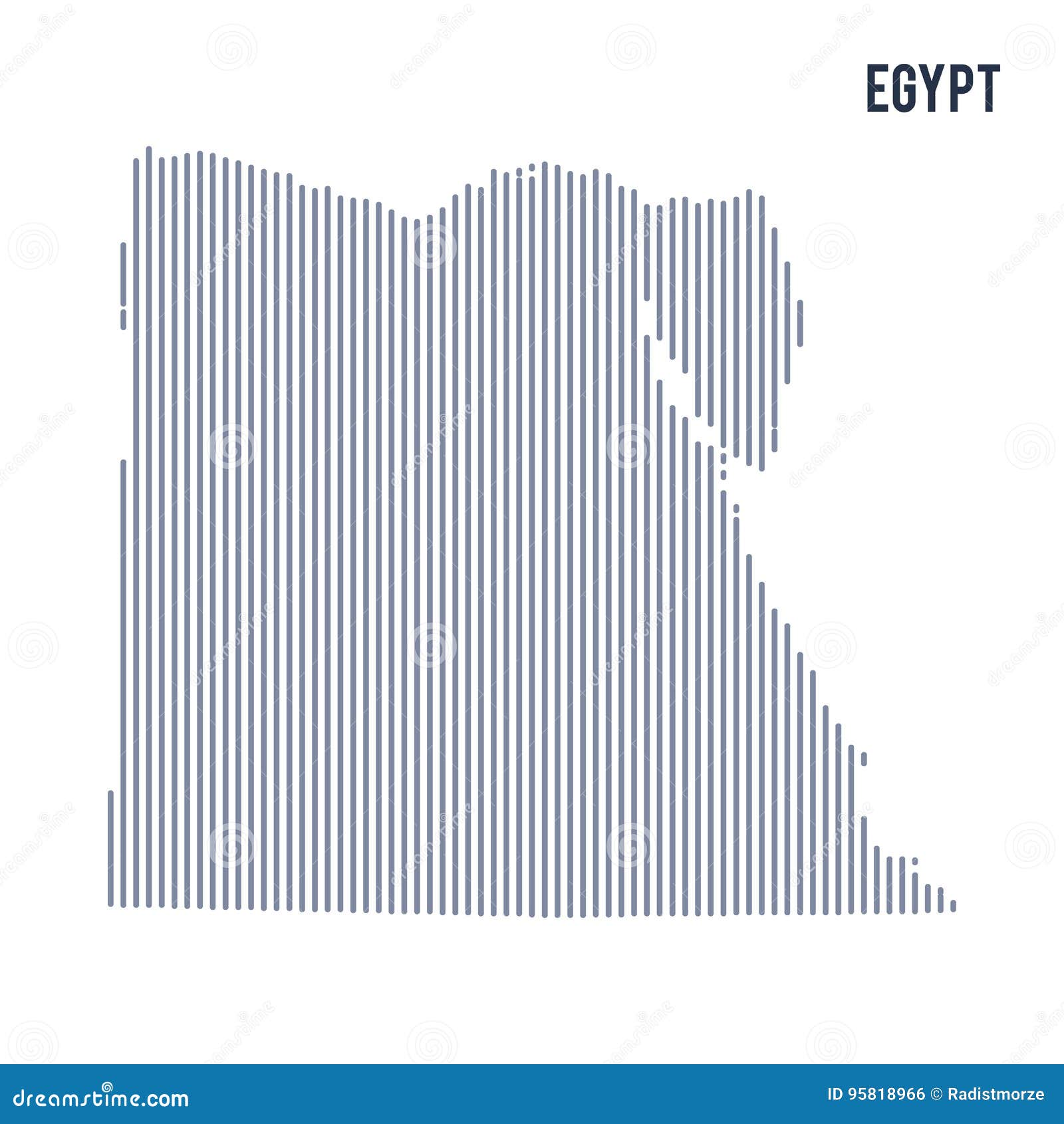 Vector Abstract Hatched Map of Egypt with Vertical Lines Isolated on a ...