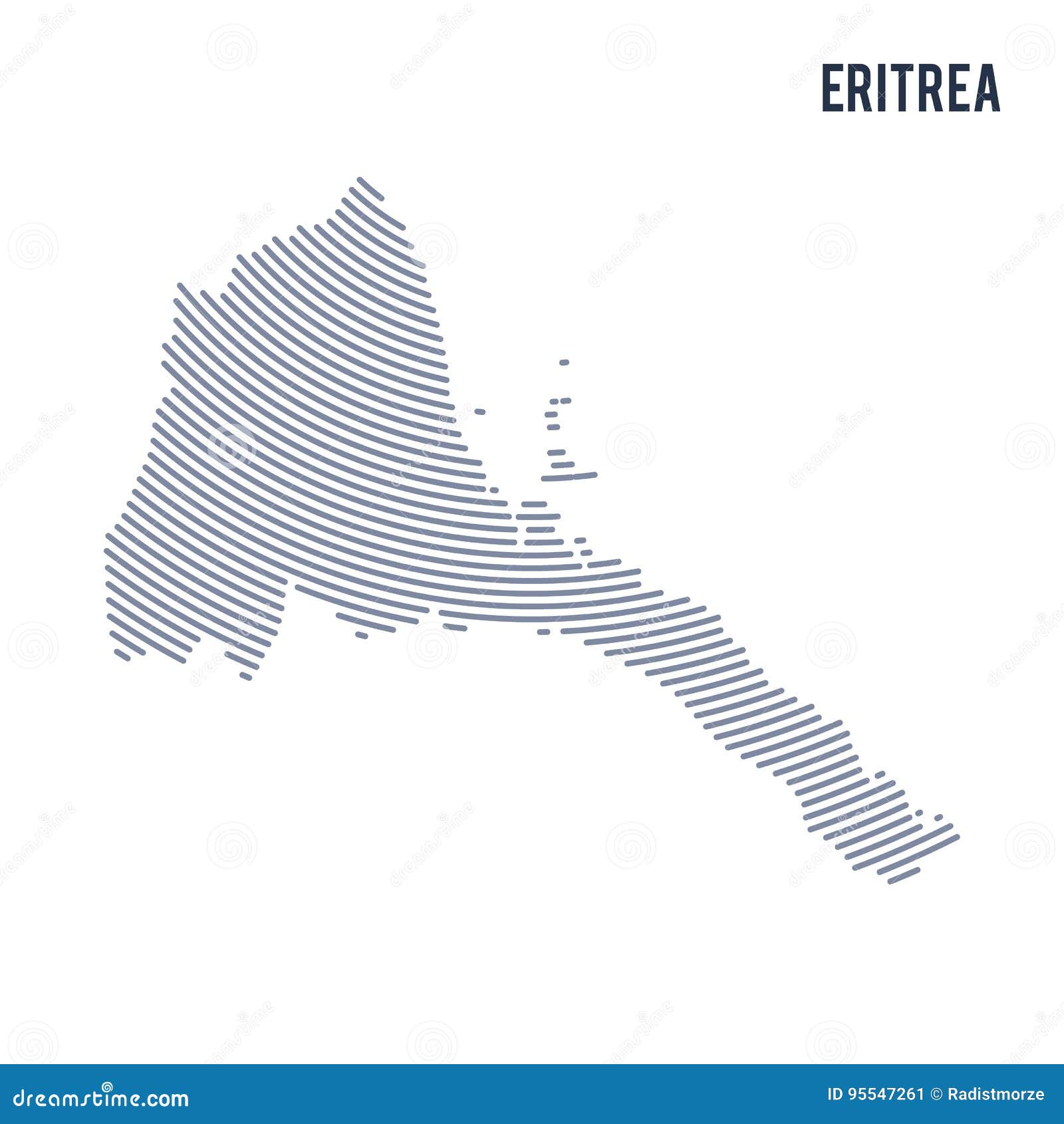 Vector Abstract Hatched Map Of Eritrea With Curve Lines Isolated On A White Background Stock