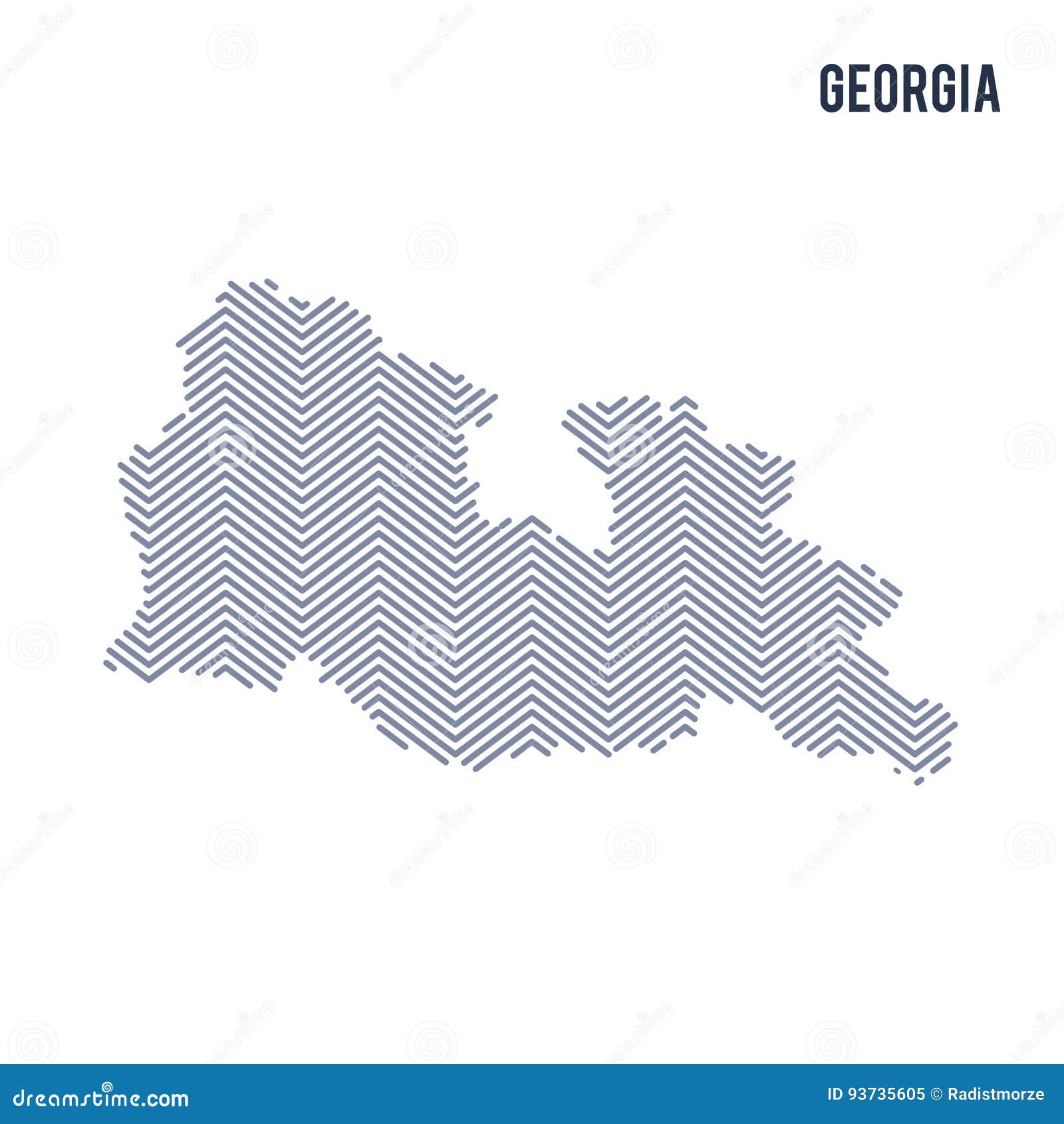 Vector Abstract Hatched Map of Georgia Isolated on a White Background ...