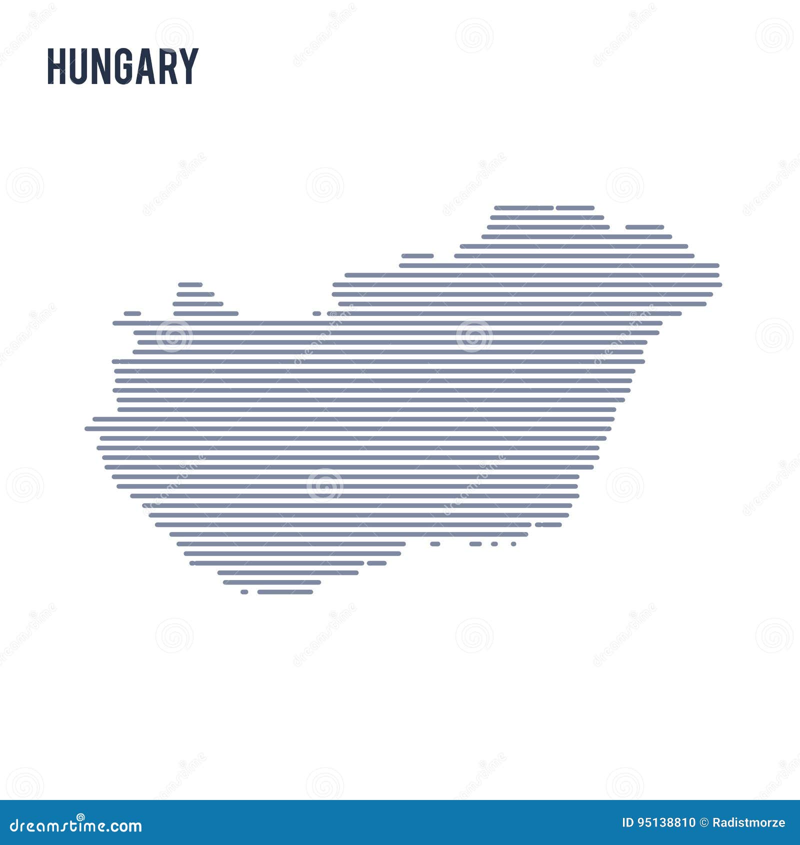 Vector Abstract Hatched Map of Hungary with Lines Isolated on a White ...