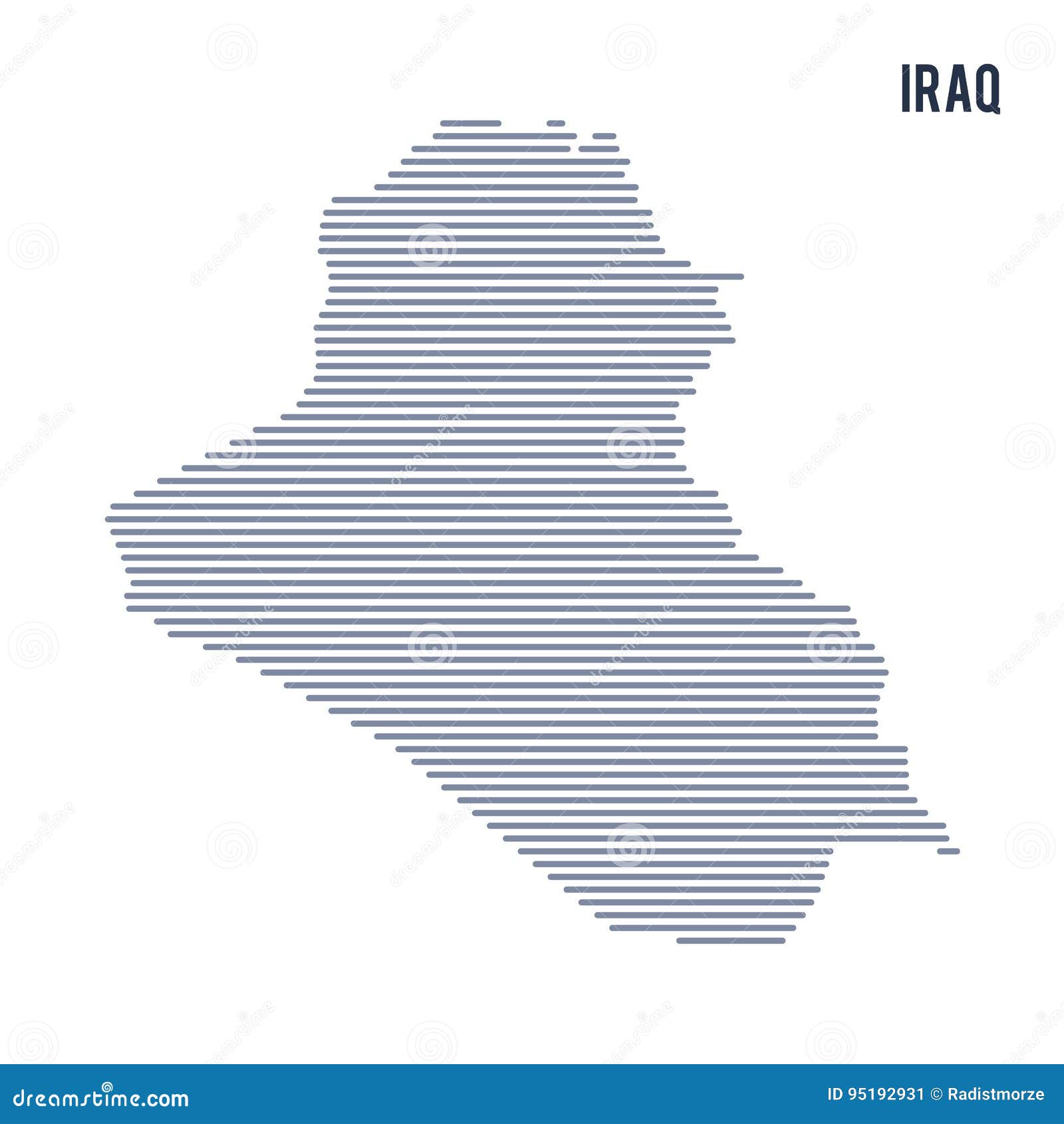 Vector Abstract Hatched Map of Iraq with Lines on a White Background ...