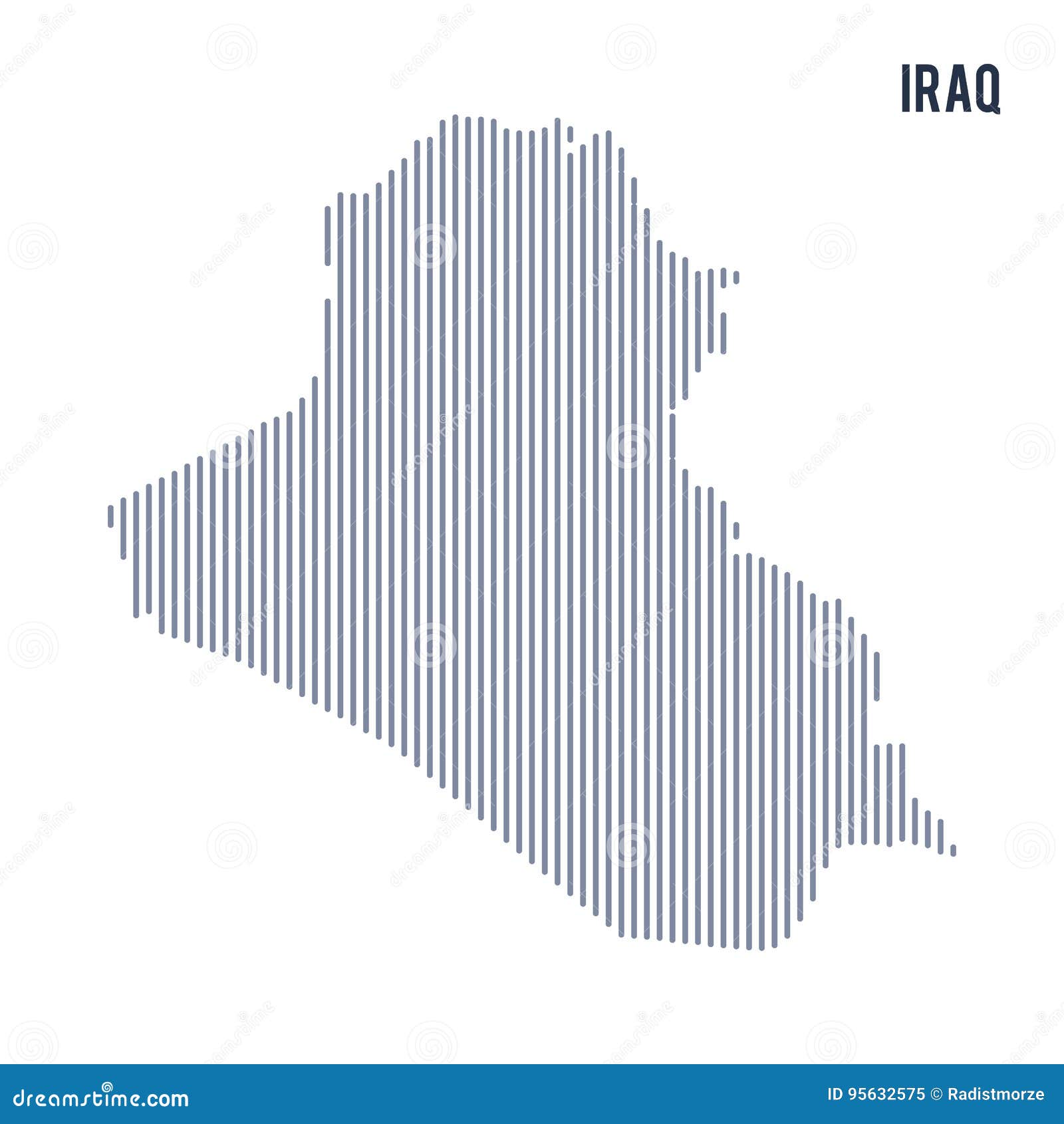 Vector Abstract Hatched Map of Iraq with Vertical Lines Isolated on a ...