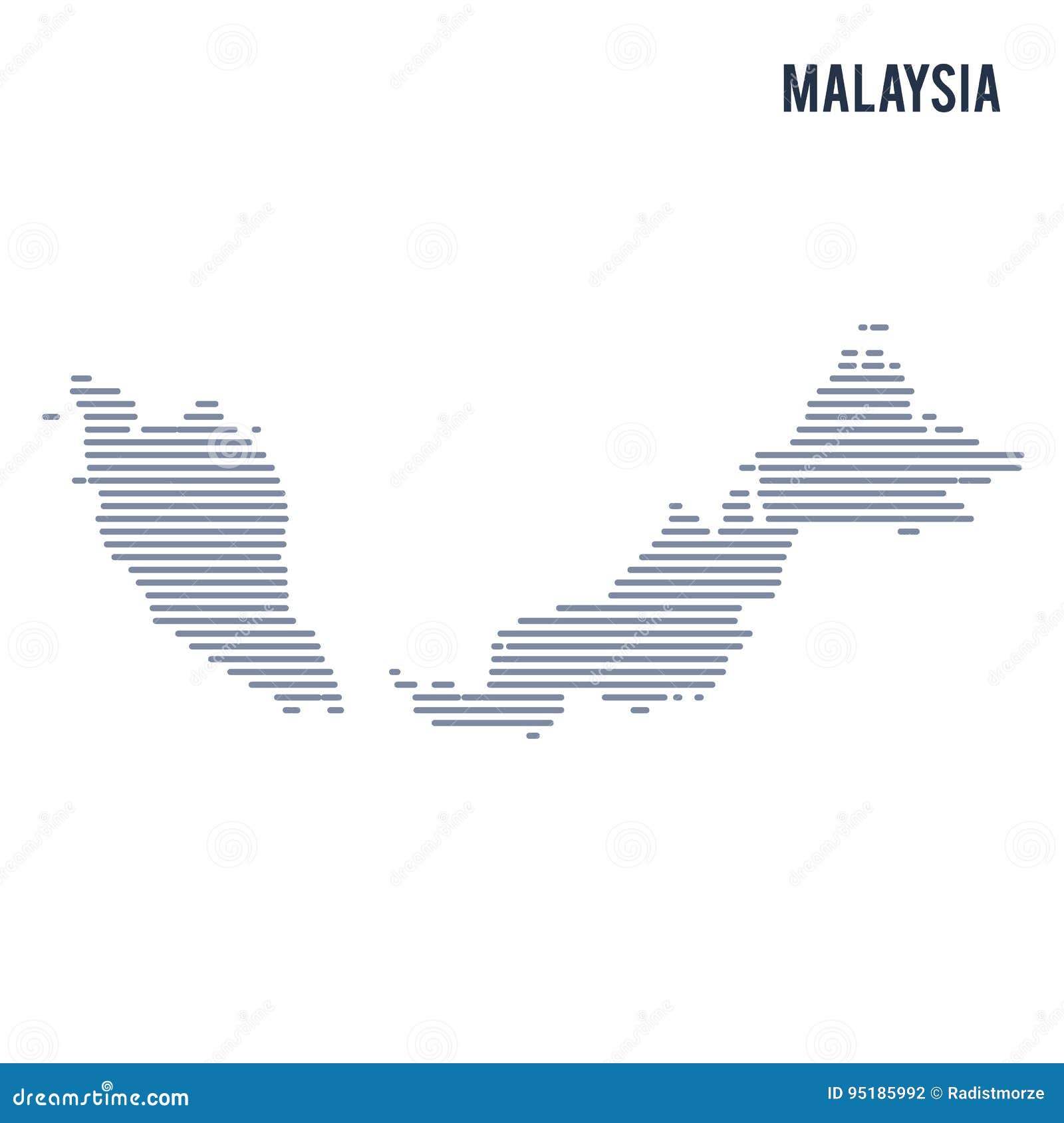 Vector Abstract Hatched Map Of Malaysia With Lines Isolated On A White ...