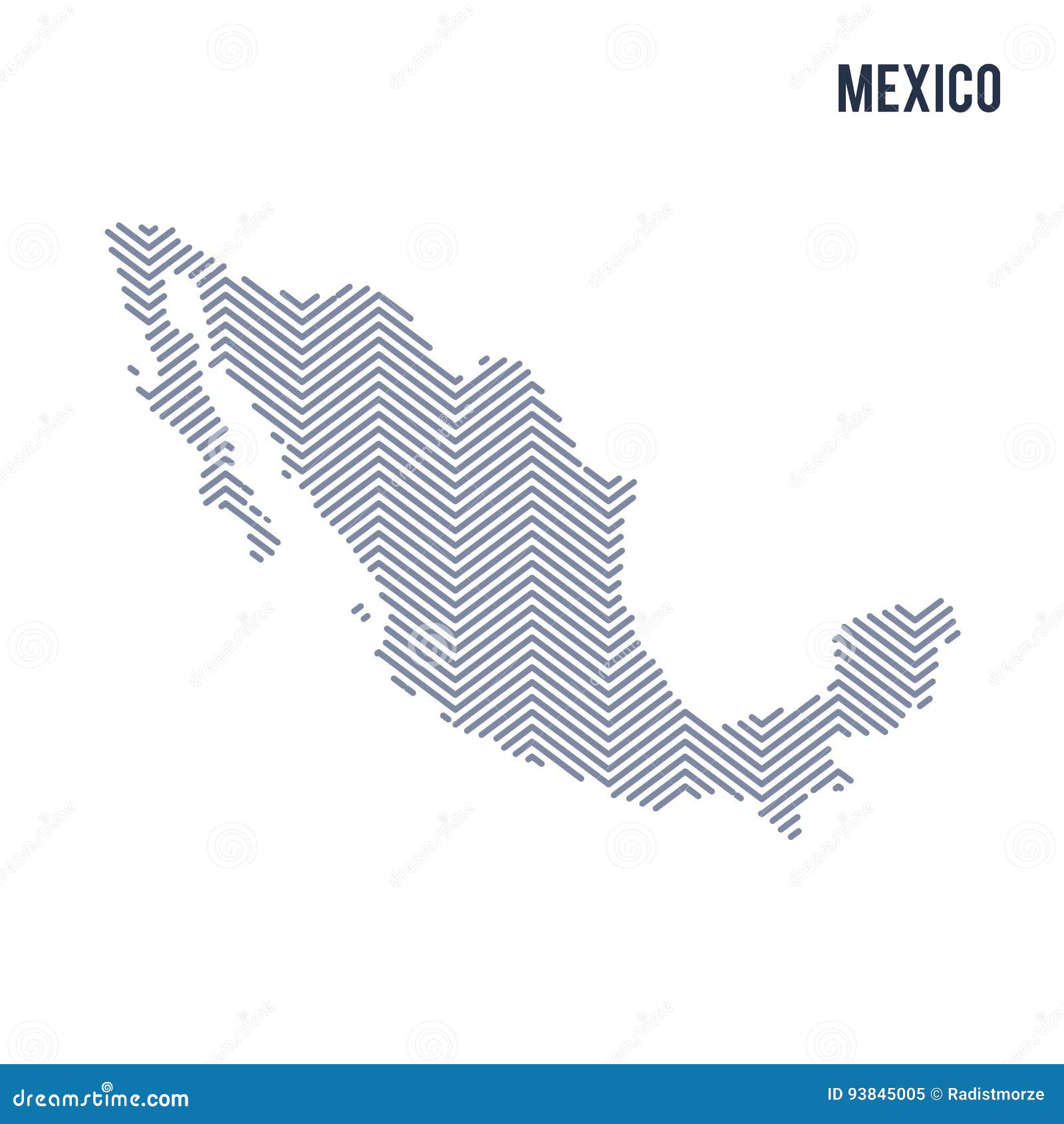 Vector Abstract Hatched Map of Mexico Isolated on a White Background ...