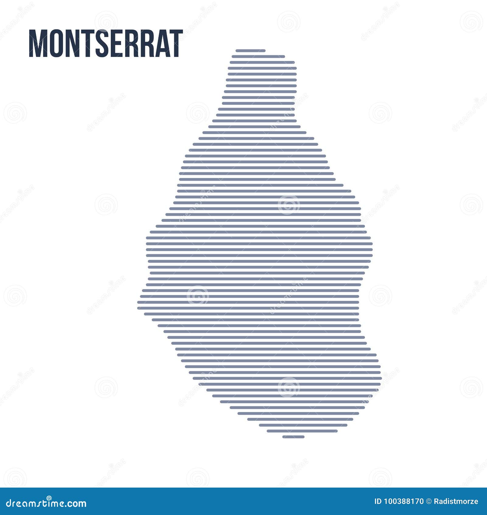 Vector Abstract Hatched Map of Montserrat with Horizontal Lines ...