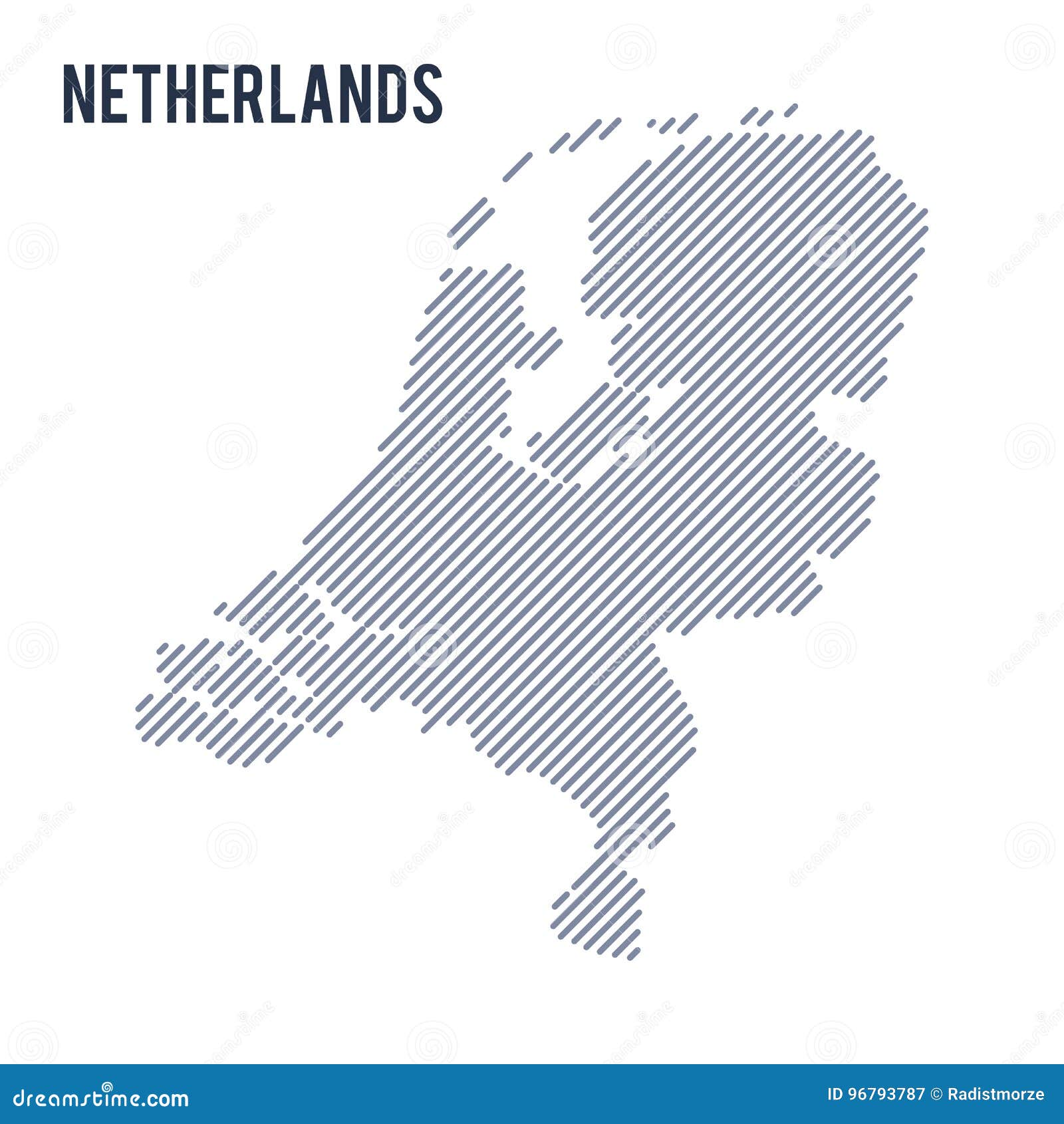 Vector Abstract Hatched Map of Netherlands with Oblique Lines Isolated ...