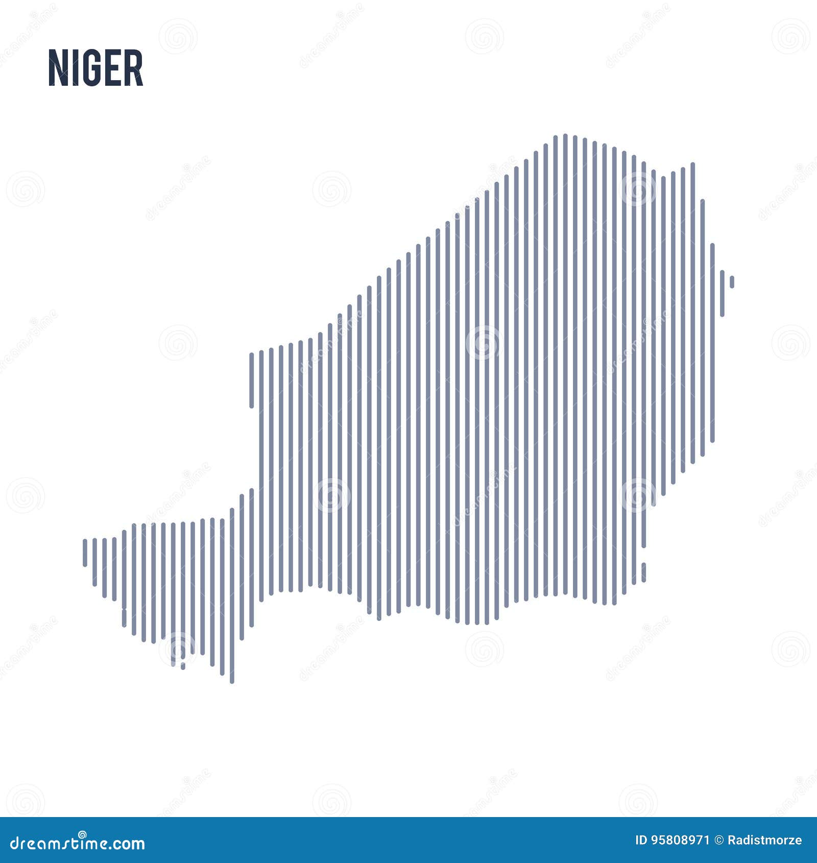 Vector Abstract Hatched Map of Niger with Vertical Lines Isolated on a ...