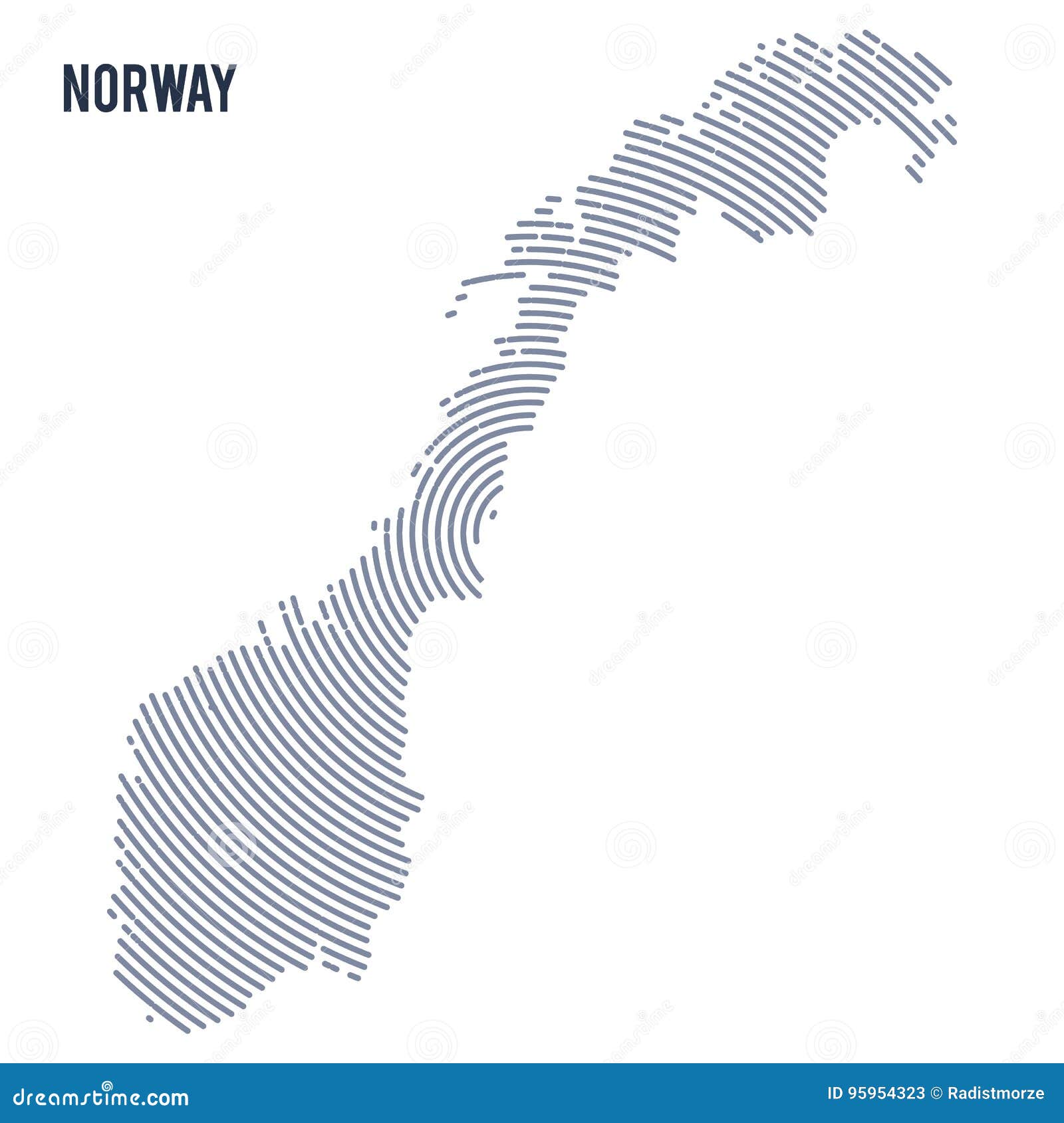 Vector Abstract Hatched Map of Norway with Spiral Lines Isolated on a ...