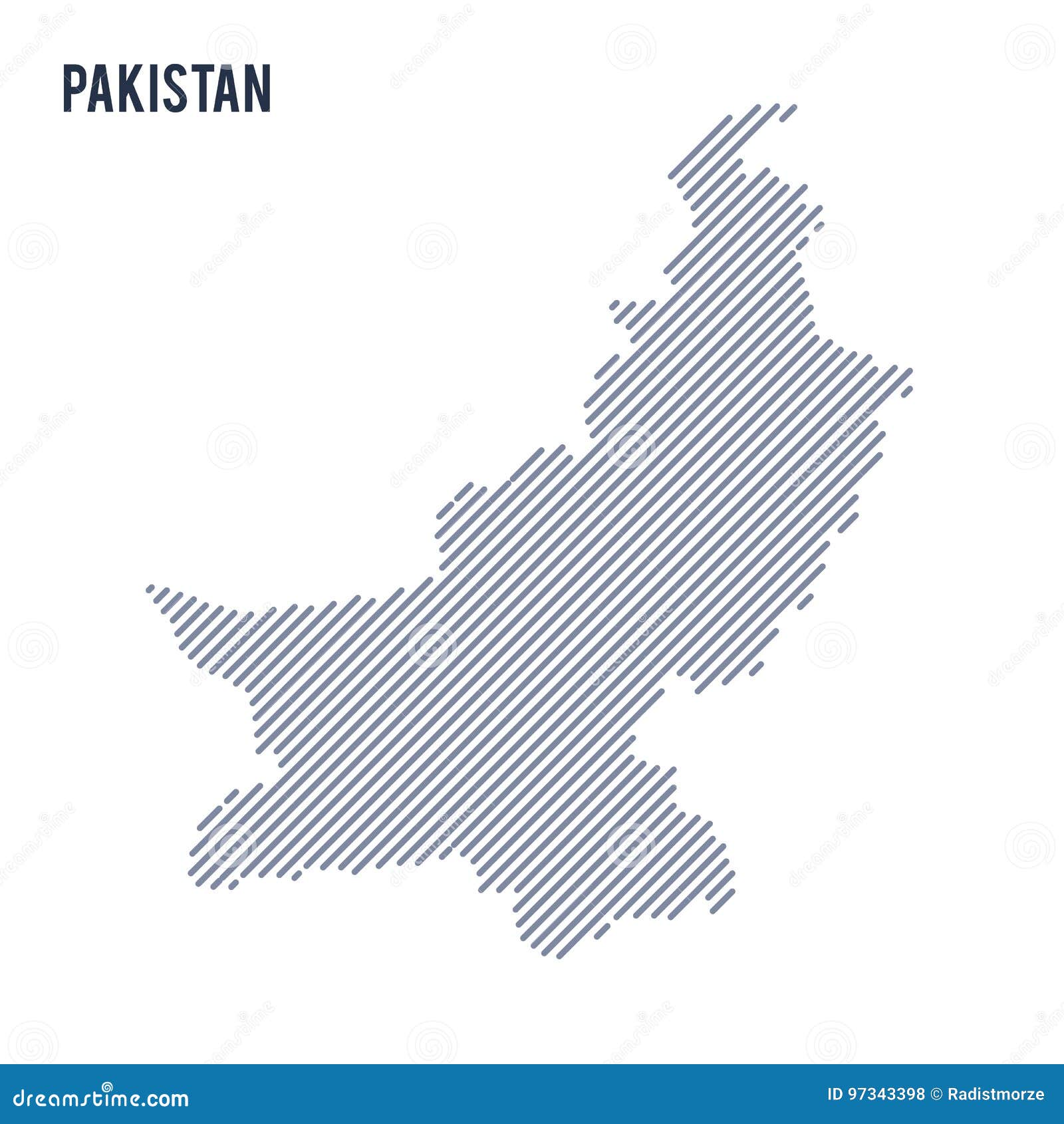 Vector Abstract Hatched Map of Pakistan with Oblique Lines Isolated on ...