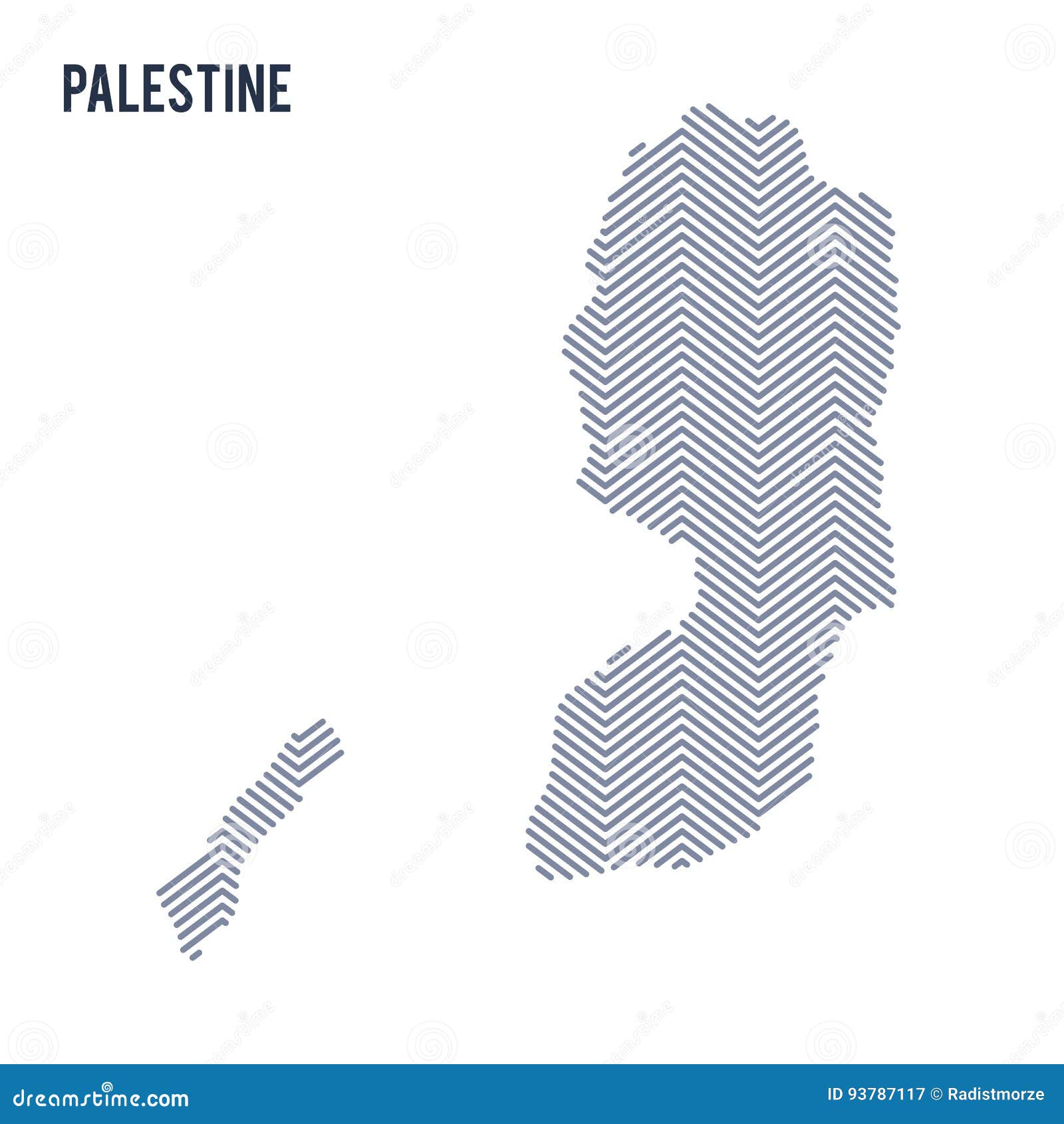Vector Abstract Hatched Map of Palestine Isolated on a White Background ...