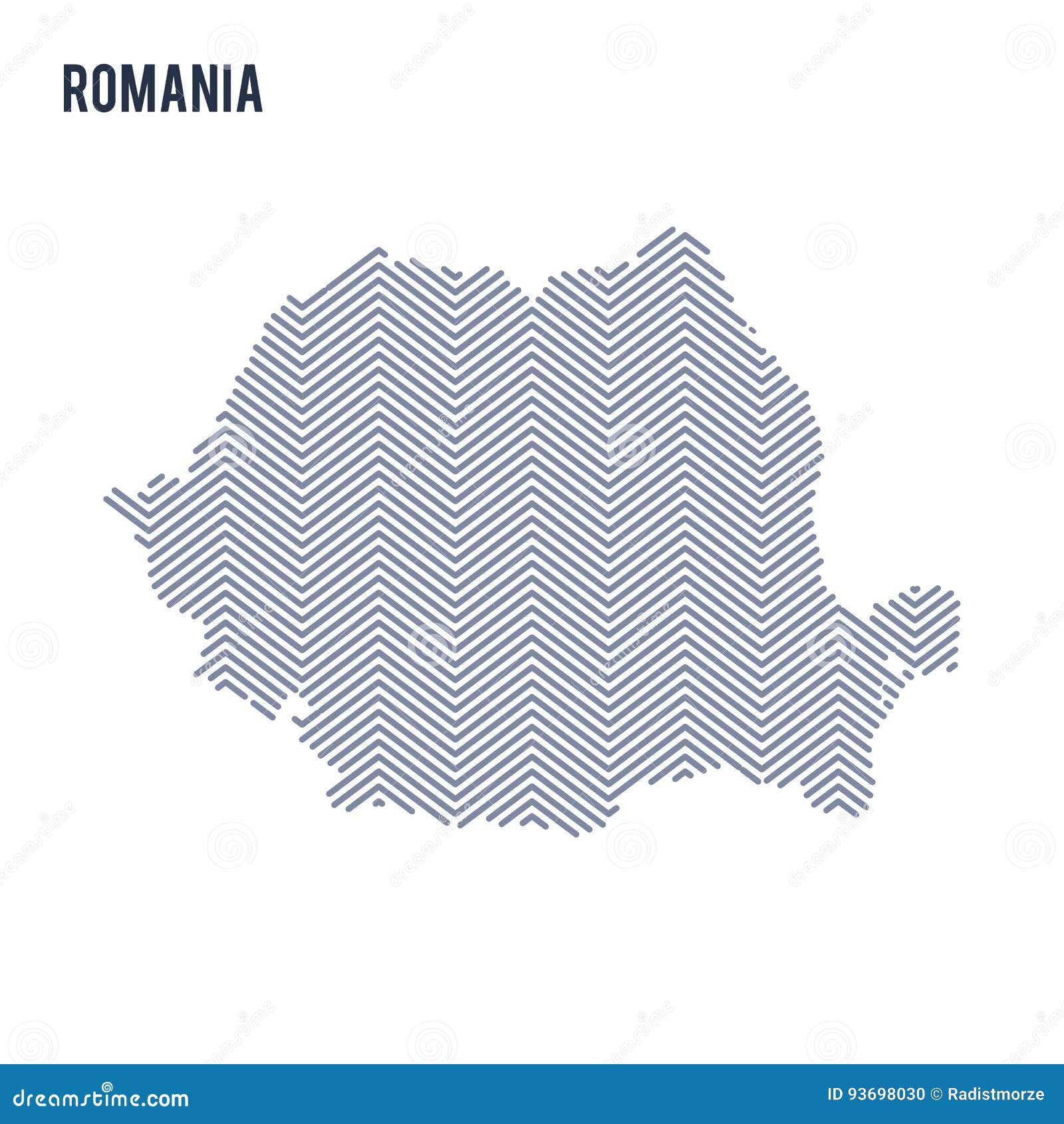 Vector Abstract Hatched Map of Romania Isolated on a White Background ...