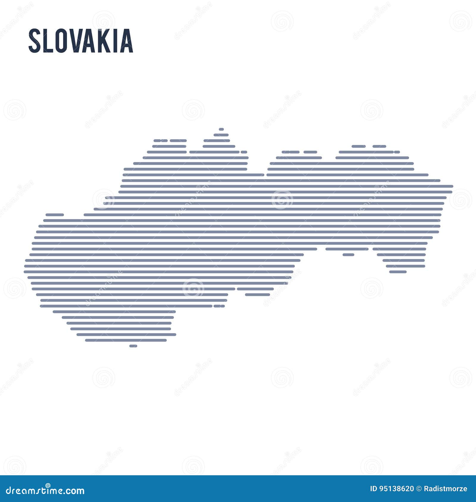 Vector Abstract Hatched Map of Slovakia with Lines Isolated on a White ...