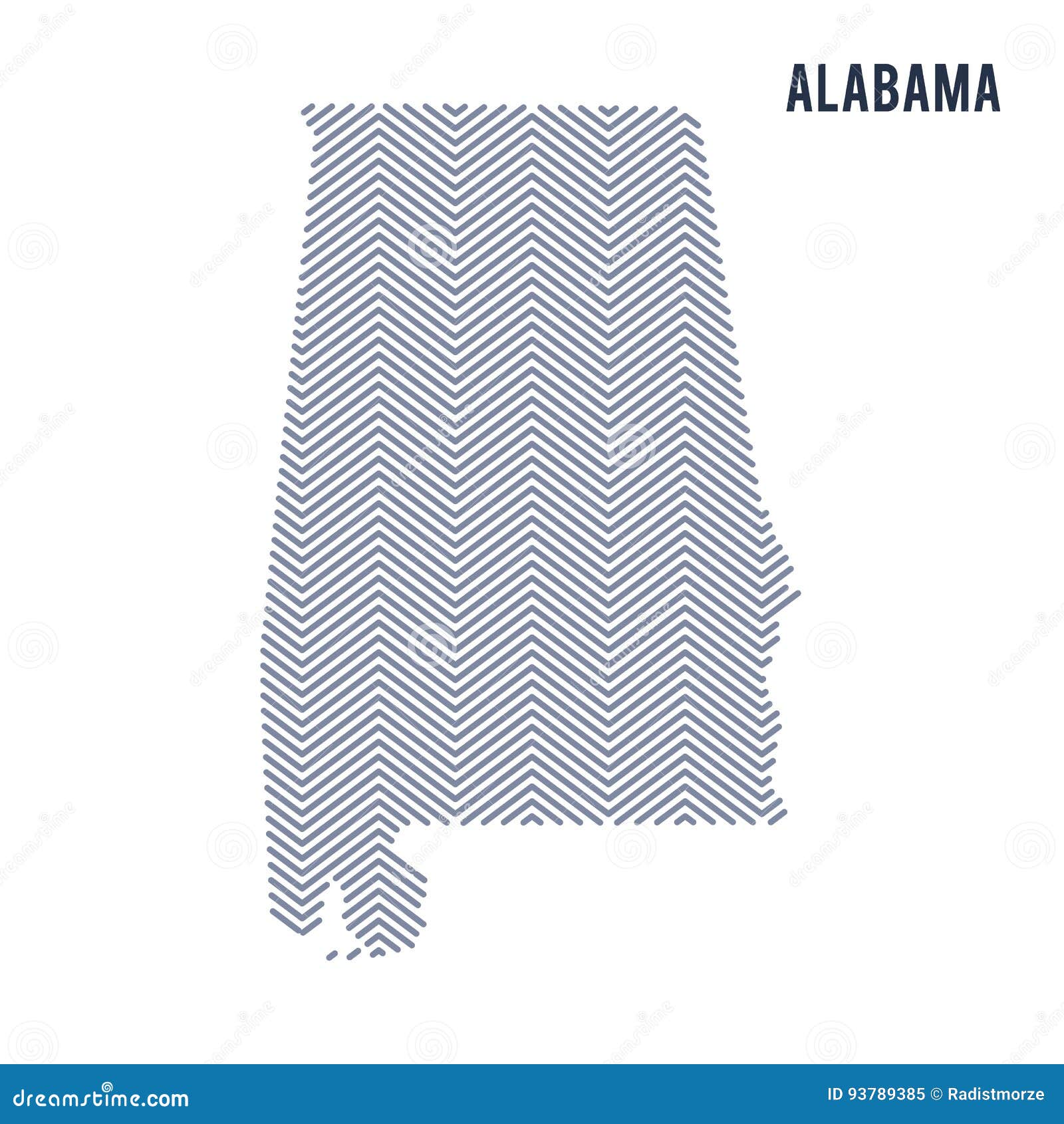 Vector Abstract Hatched Map of State of Alabama Isolated on a White ...