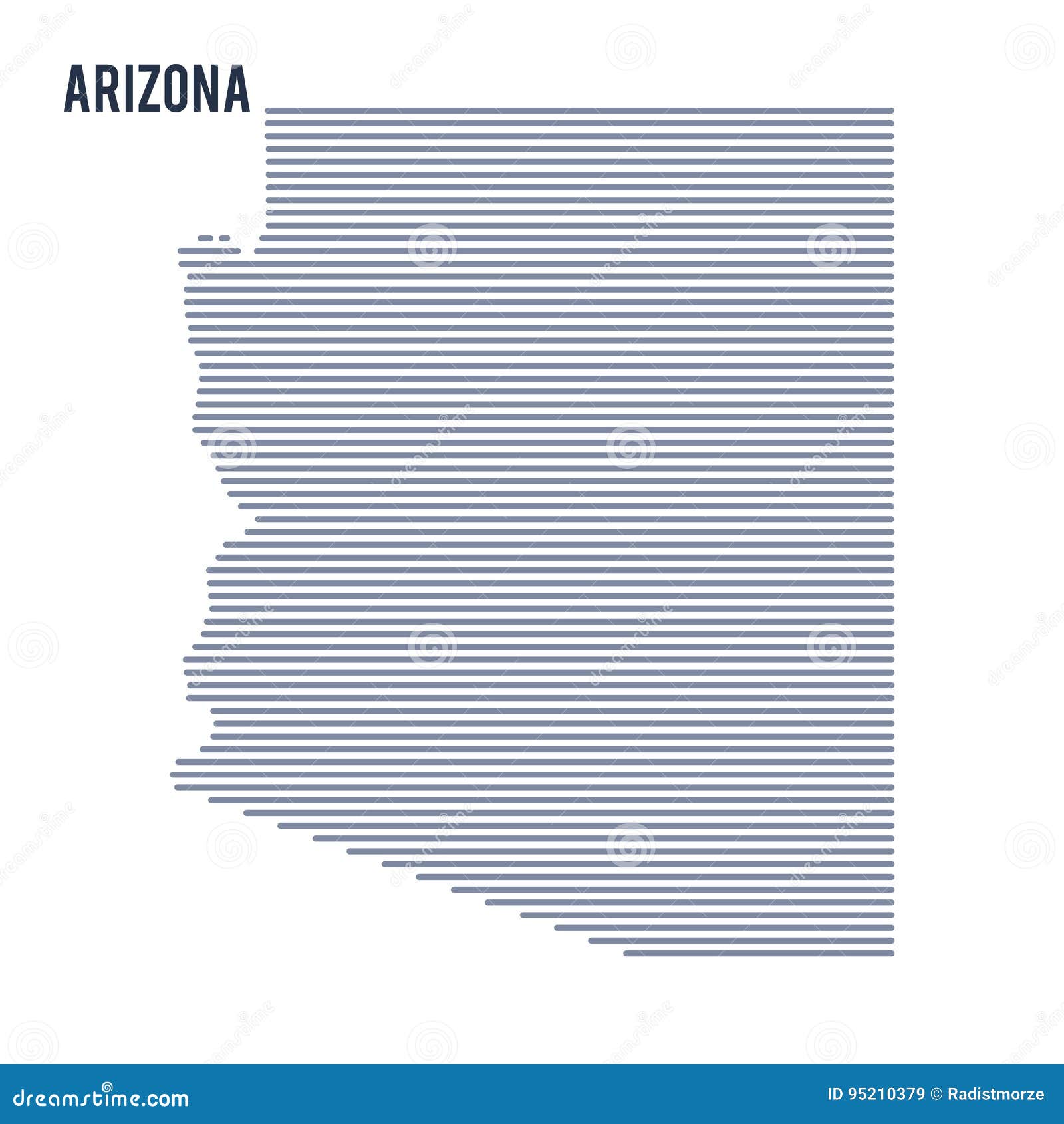 Vector Abstract Hatched Map of State of Arizona with Lines Isolated on ...