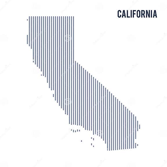 Vector Abstract Hatched Map of State of California with Vertical Lines ...