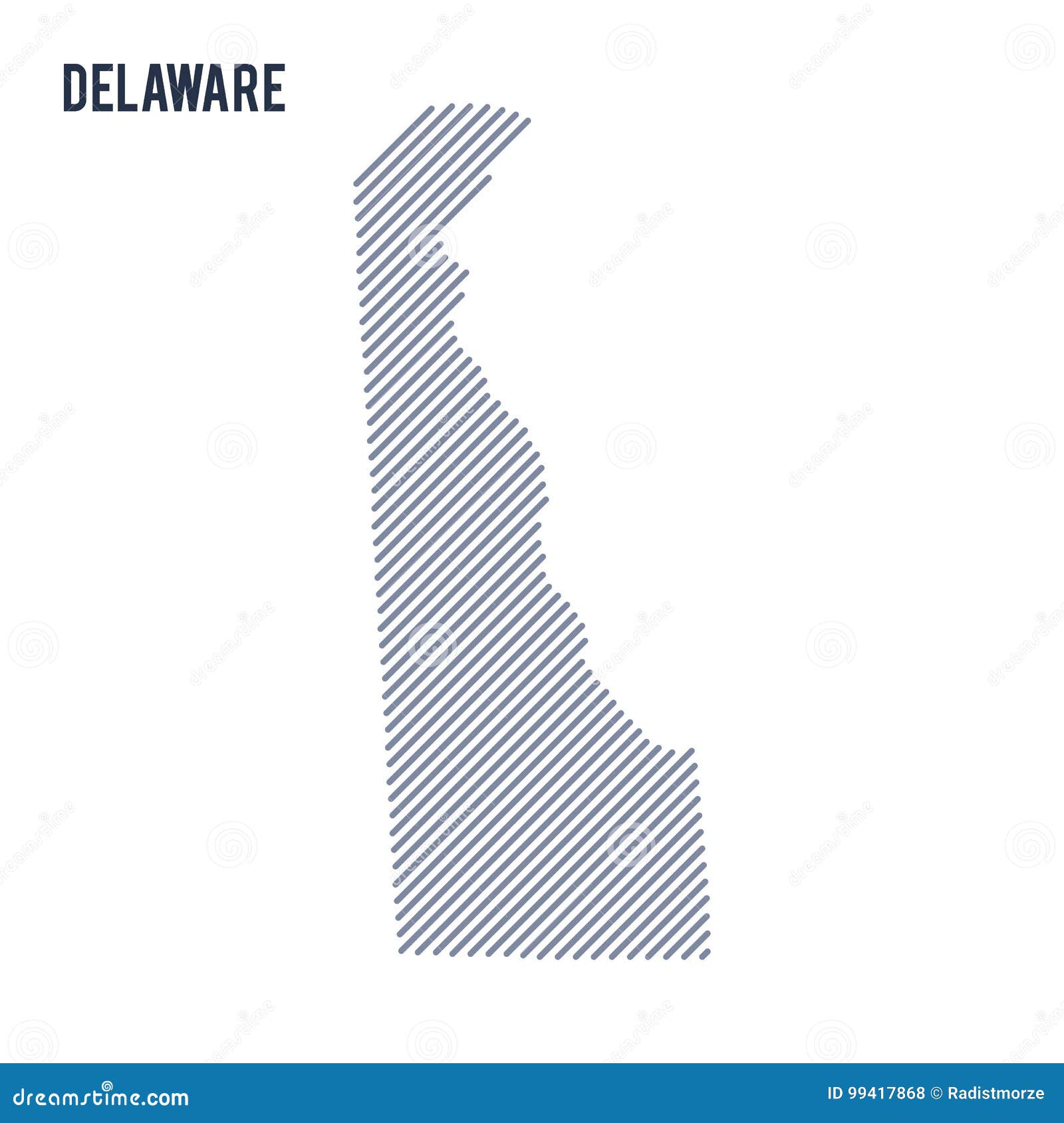 Vector Abstract Hatched Map of State of Delaware with Oblique Lines ...