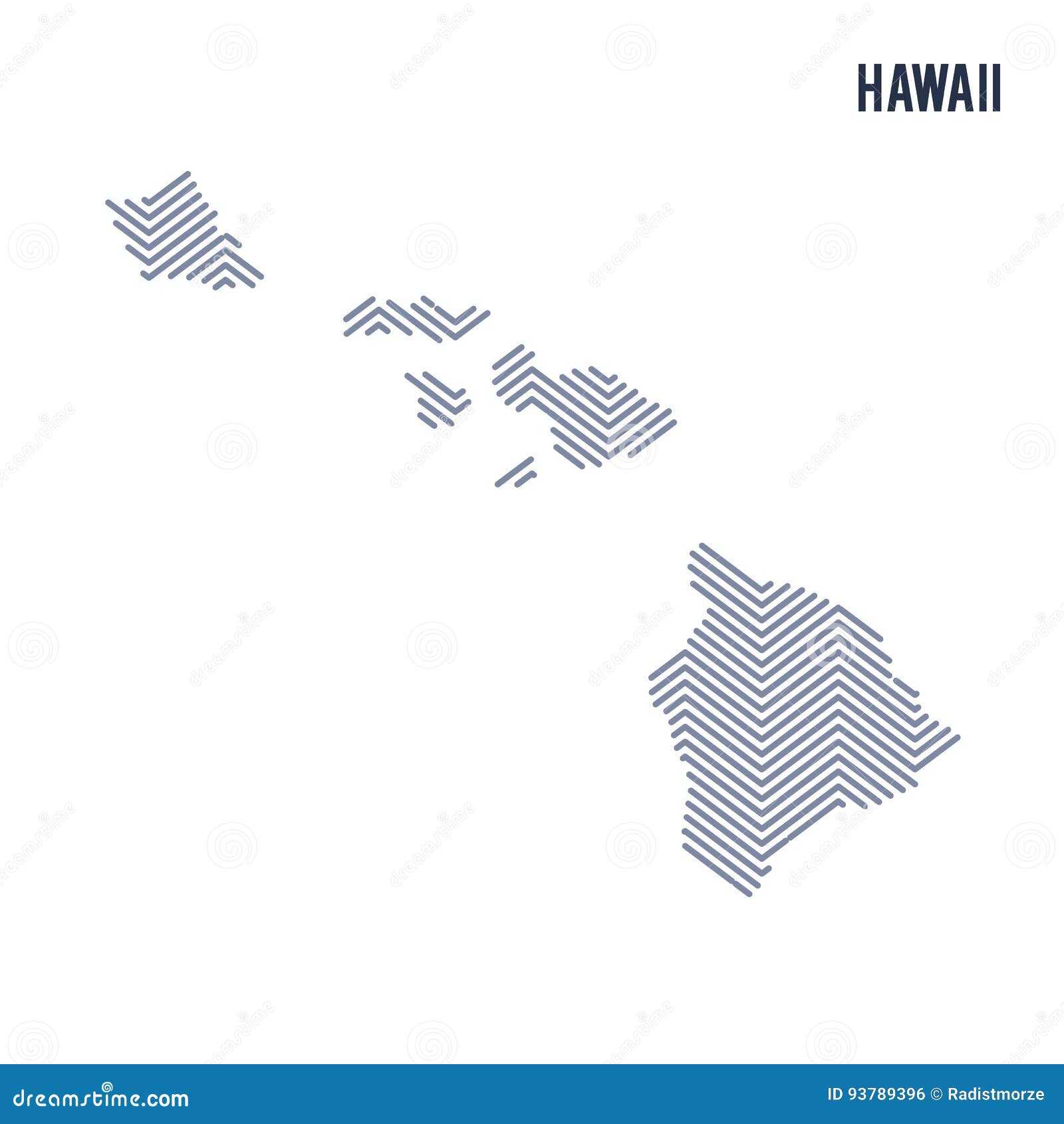 Vector Abstract Hatched Map of State of Hawaii Isolated on a White ...