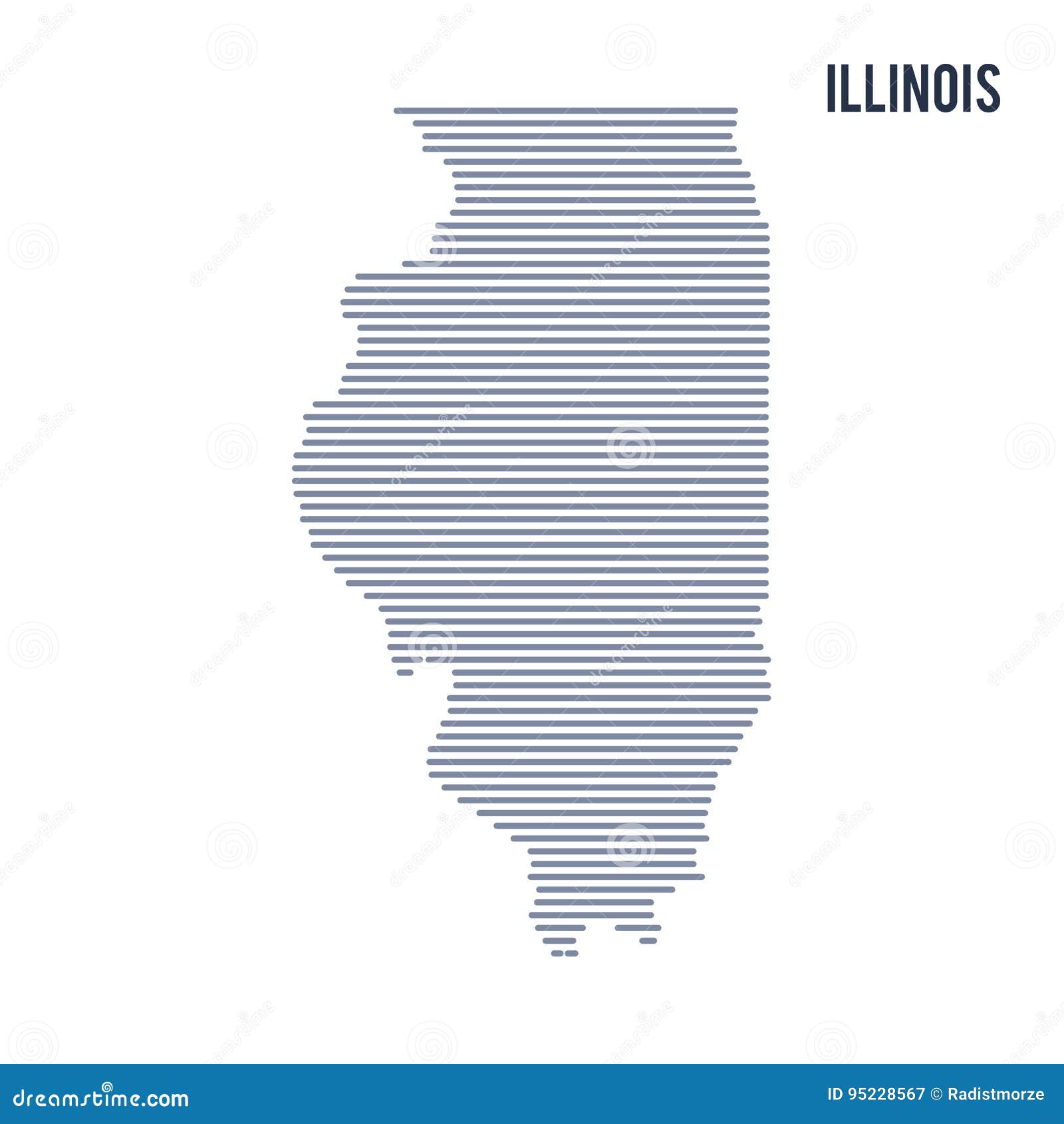 Vector Abstract Hatched Map of State of Illinois with Lines Isolated on ...