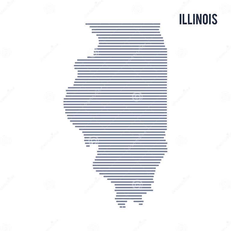 Vector Abstract Hatched Map of State of Illinois with Lines Isolated on ...