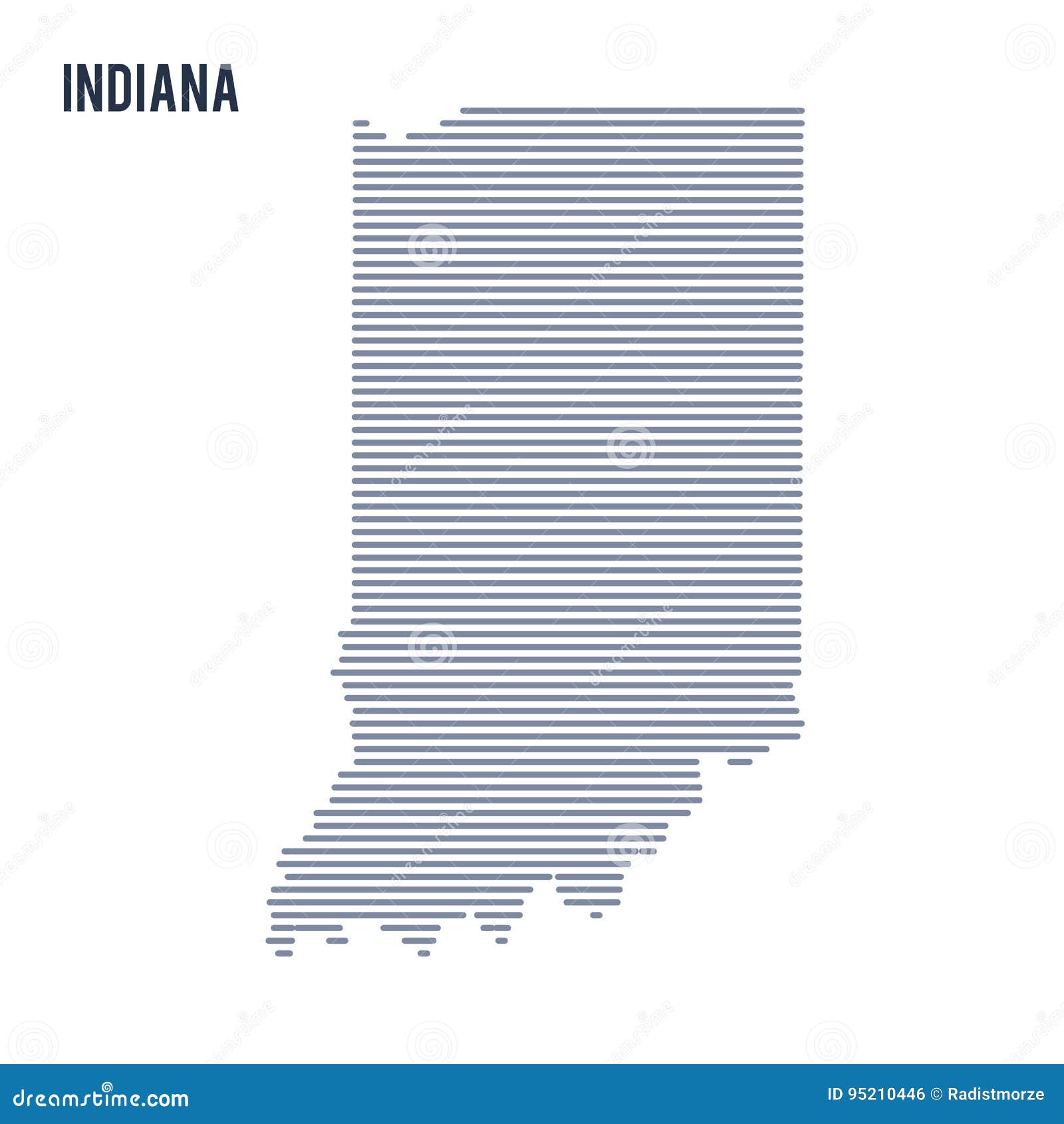 Vector Abstract Hatched Map of State of Indiana with Lines Isolated on ...