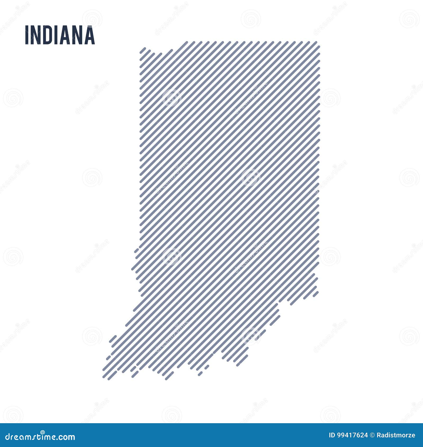 Vector Abstract Hatched Map of State of Indiana with Oblique Lines ...