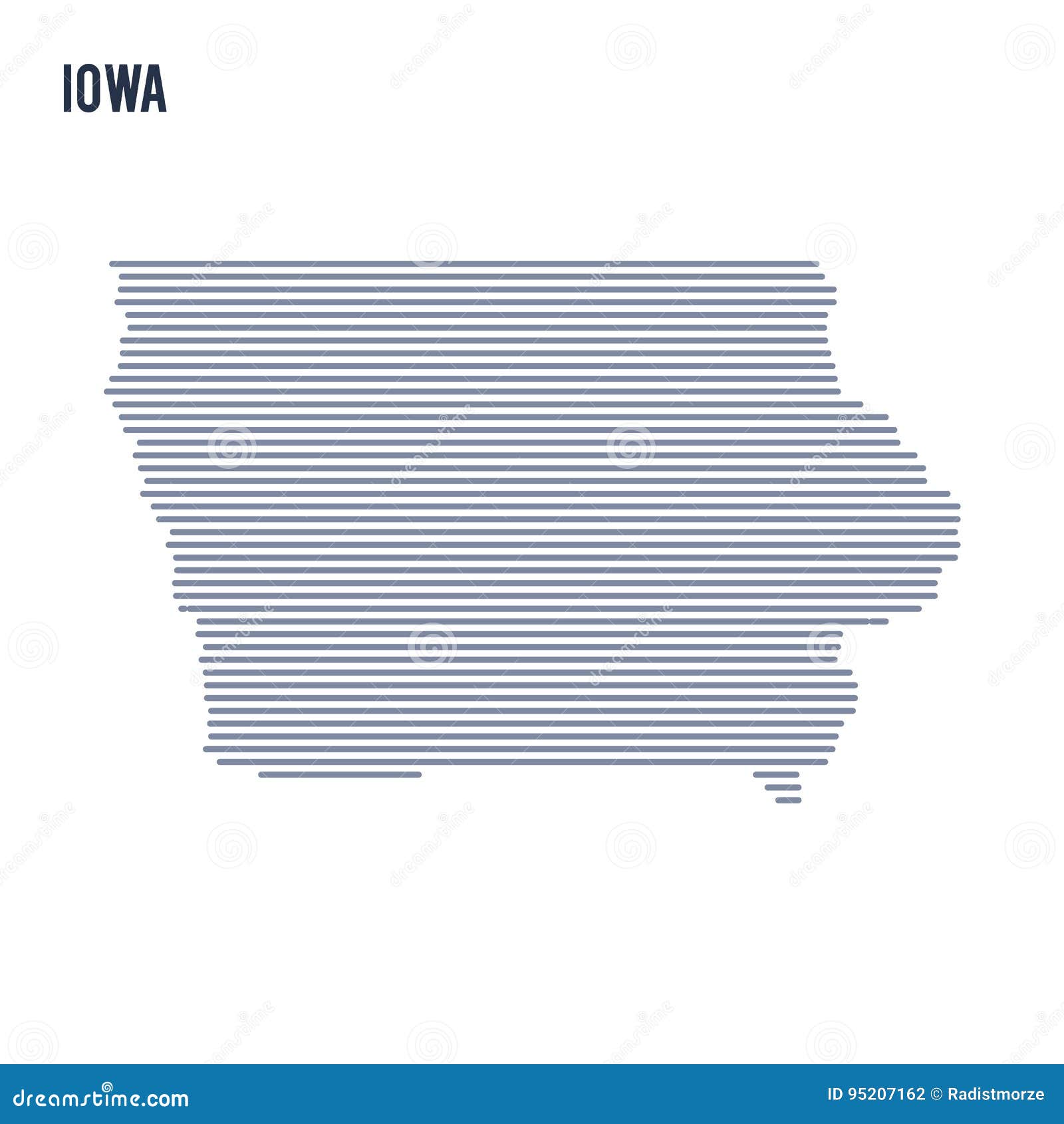 Vector Abstract Hatched Map of State of Iowa with Lines Isolated on a ...