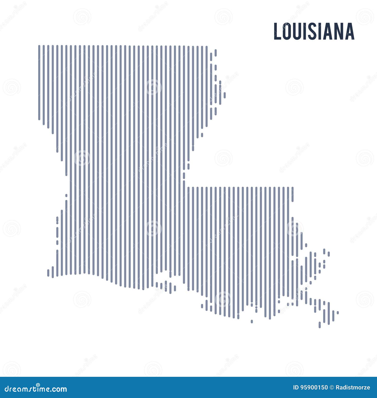 Vector Abstract Hatched Map of State of Louisiana with Vertical Lines ...