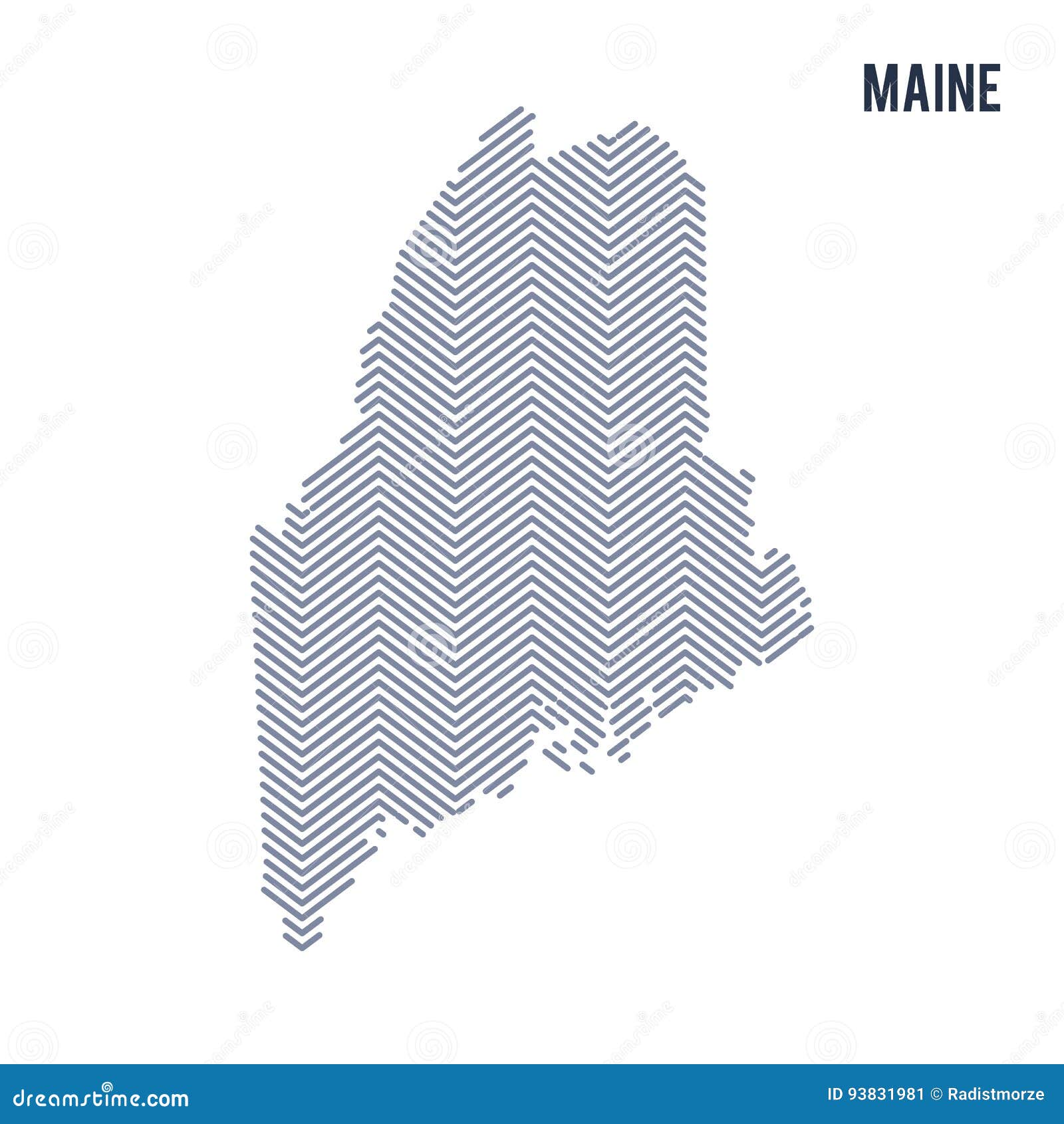 Vector Abstract Hatched Map of State of Maine Isolated on a White ...
