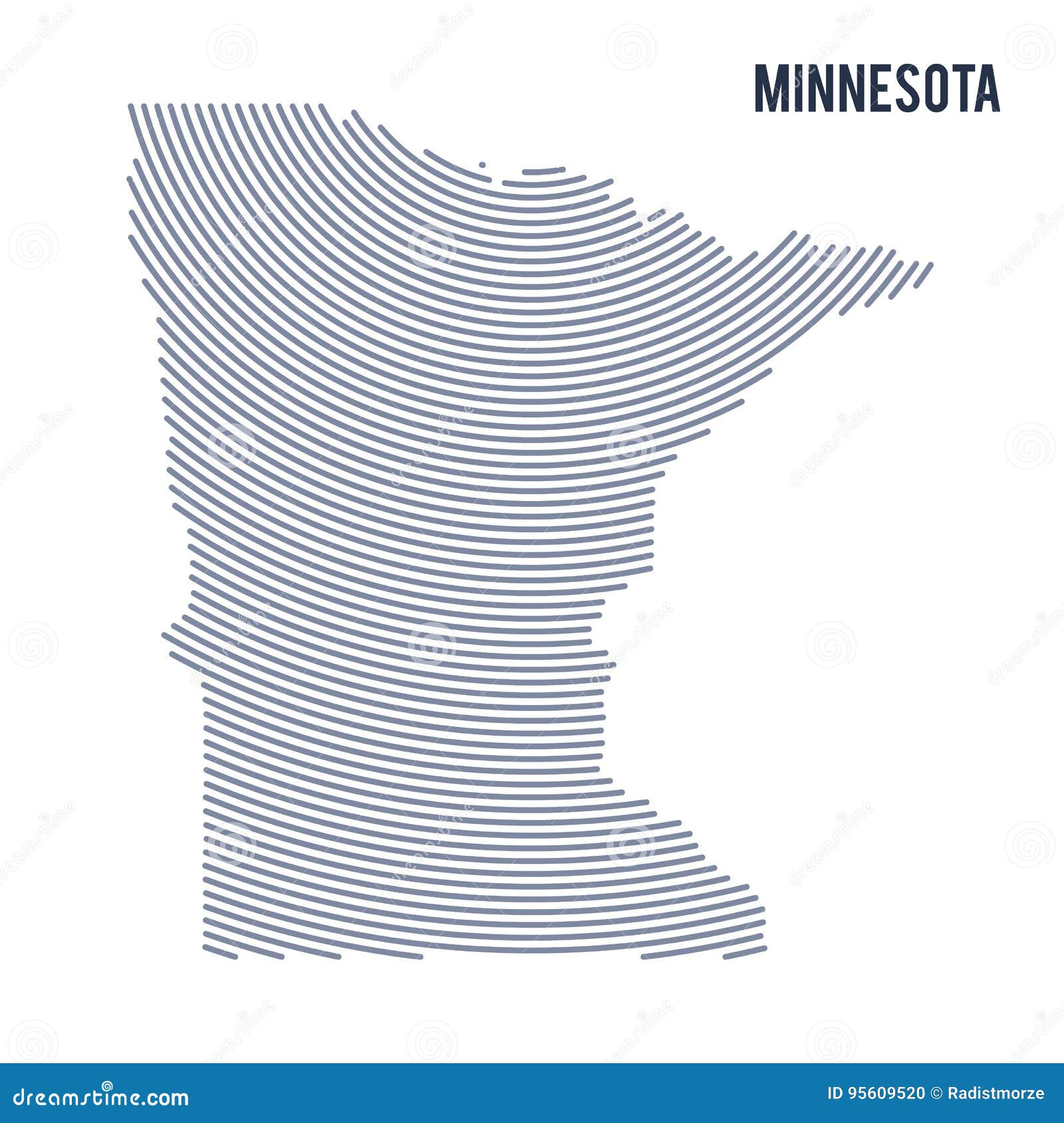 Vector Abstract Hatched Map of of State of Minnesota with Curve Lines ...