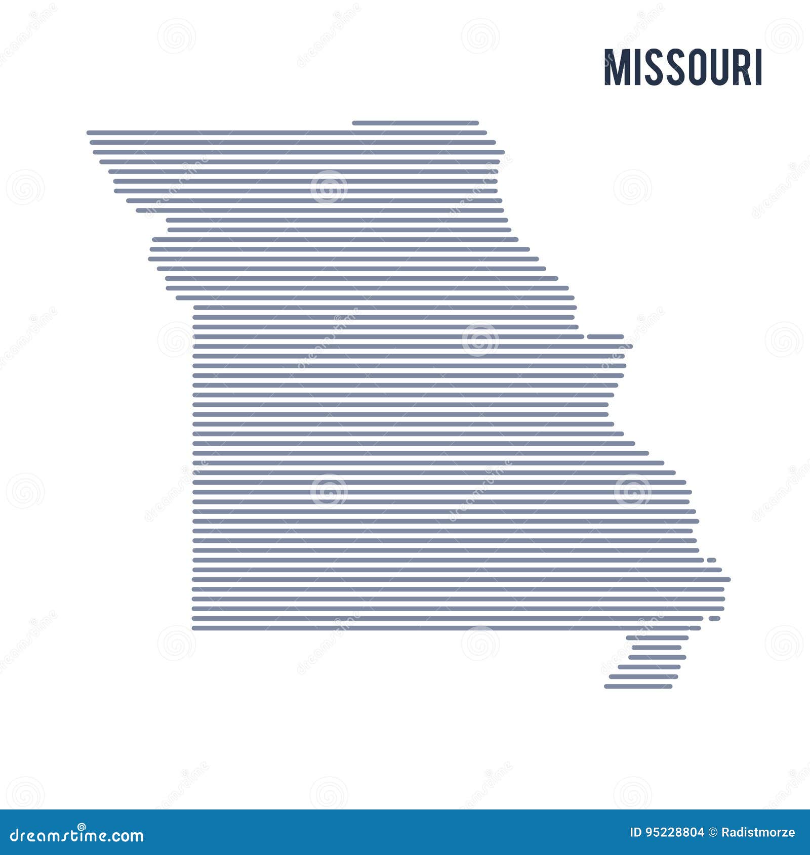 Vector Abstract Hatched Map of State of Missouri with Lines Isolated on ...