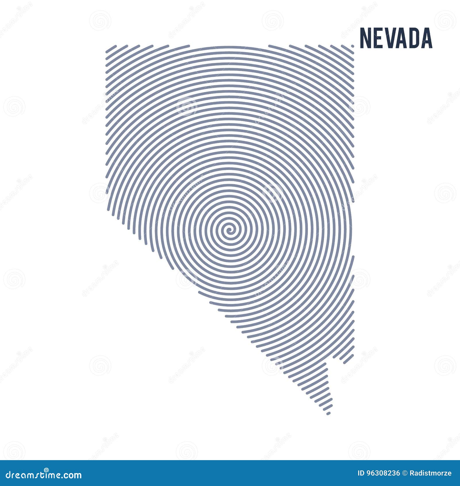 Vector Abstract Hatched Map of State of Nevada with Spiral Lines ...